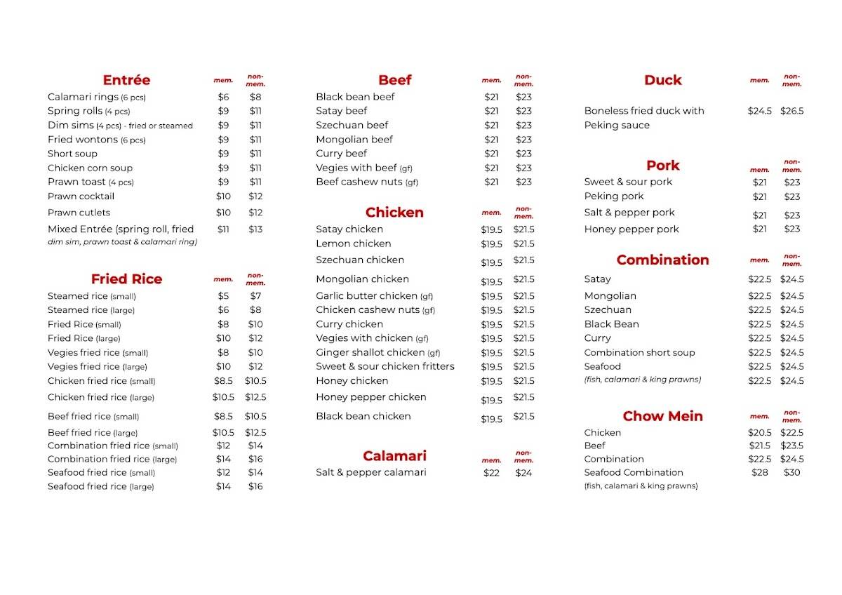 Menu at 8 DRAGONS restaurant, Tamworth