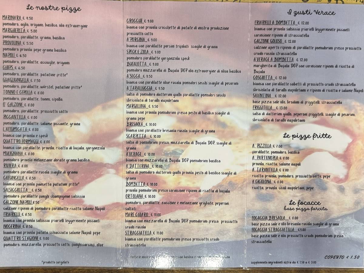 Menu da A' Verace ristorante, Tricase