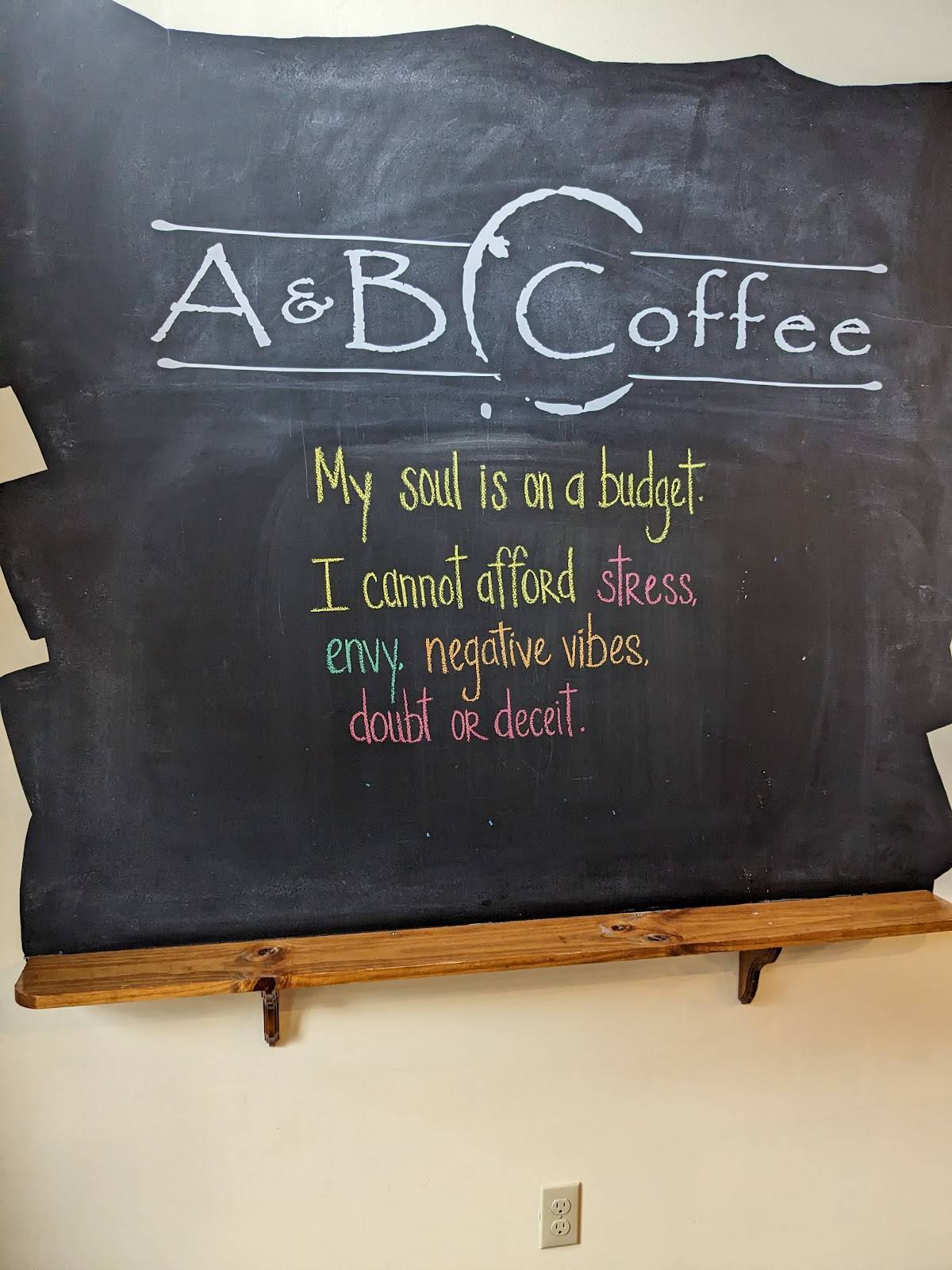 Menu at A&B Coffee cafe, Greenville