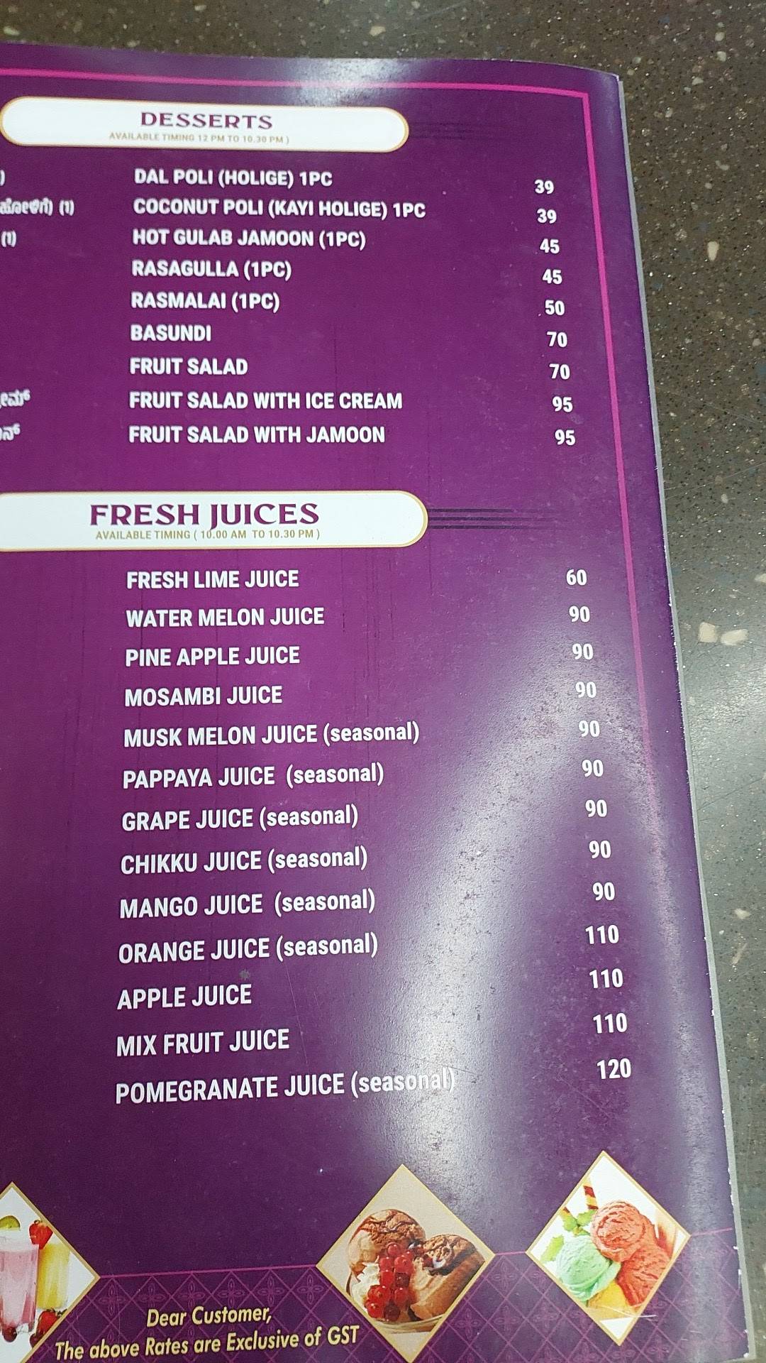 Menu at Adyar Ananda Bhavan - A2B, Bengaluru, 78
