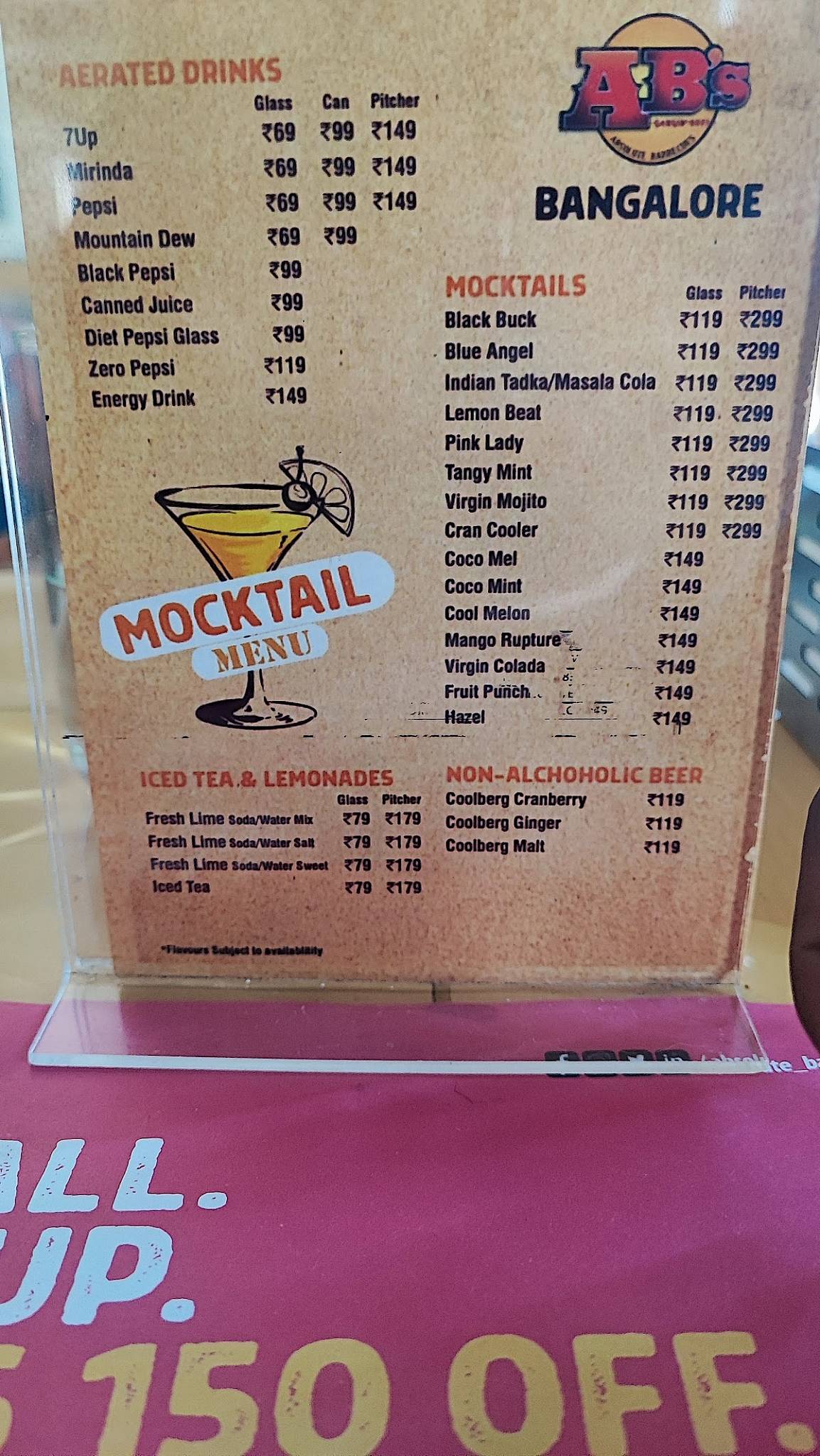 Menu at AB's - Absolute Barbecues Kanakapura, Bangalore, Bengaluru