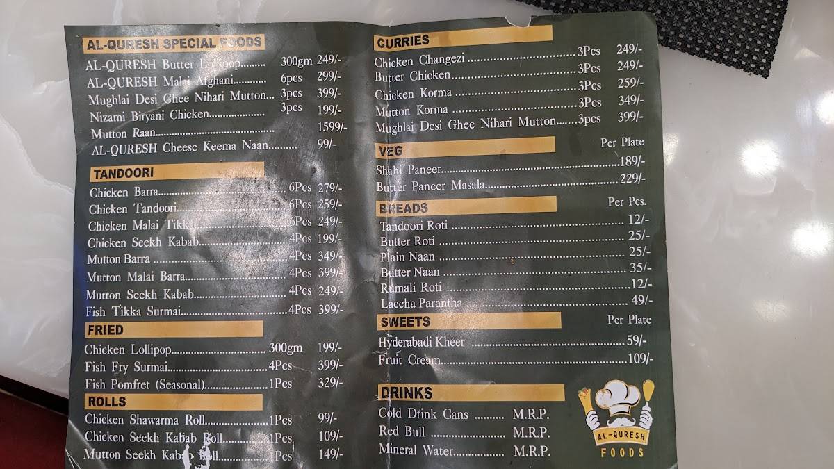 Menu at AL-QURESH FOODS, Delhi