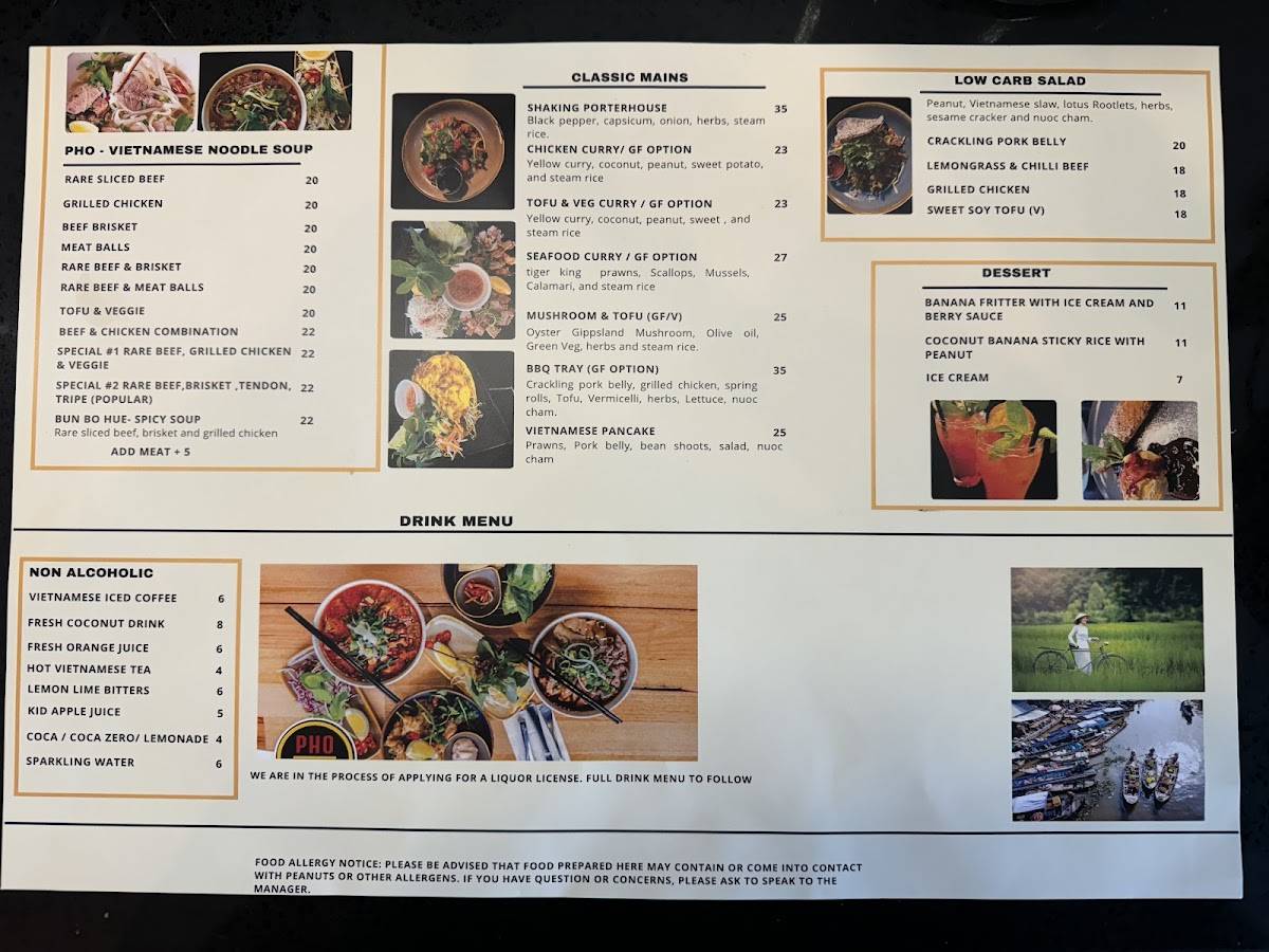 Menu at AN VIETNAMESE restaurant, Warragul
