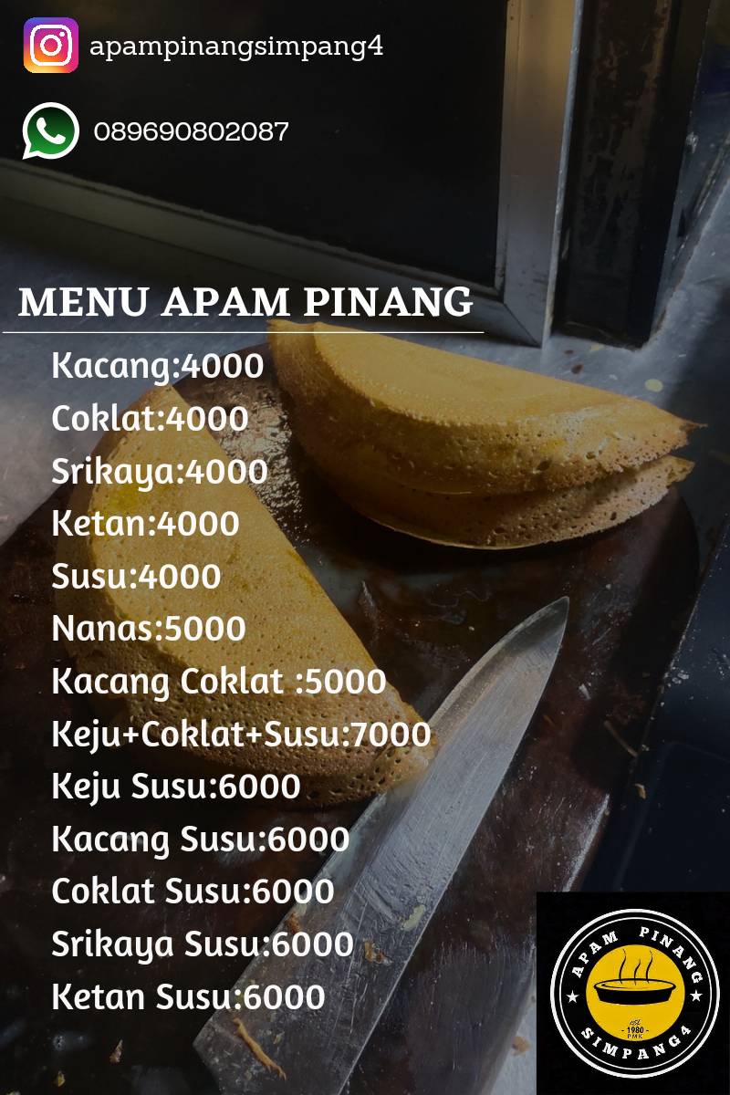 Menu at APAM PINANG SIMPANG 4 restaurant, Indonesia