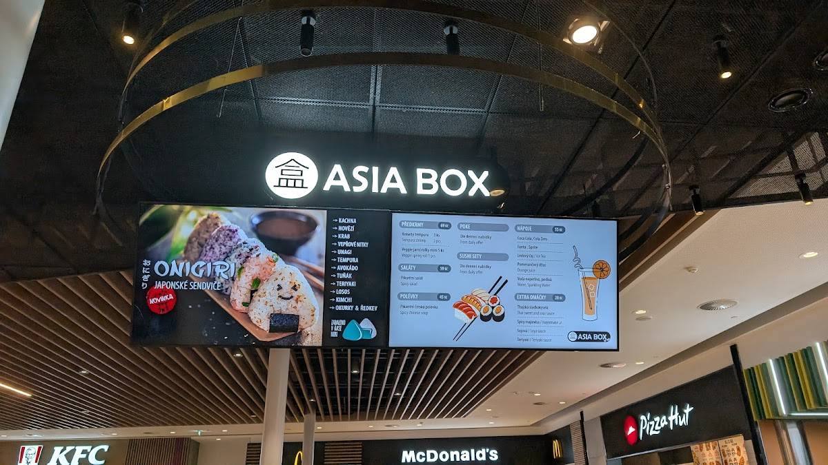 Menu at ASIA BOX restaurant, Prague