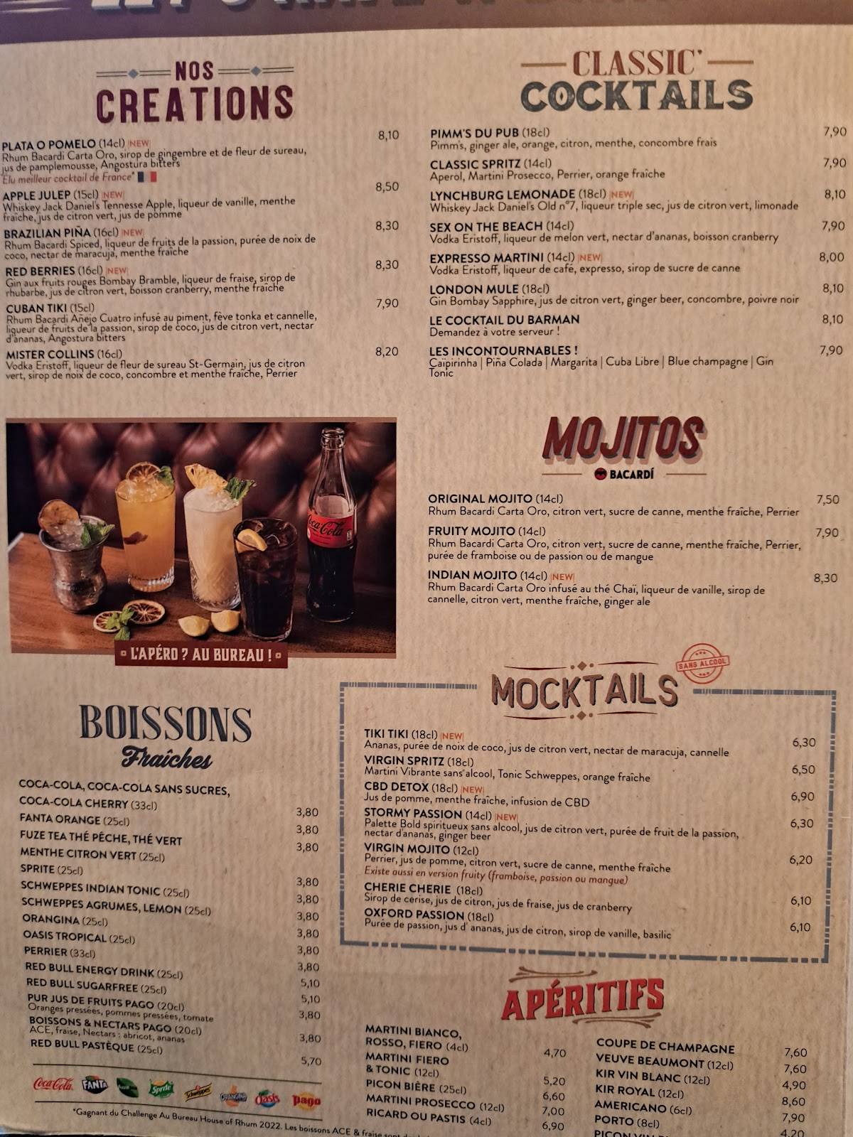 Carta del restaurante Au Bureau, Nieppe