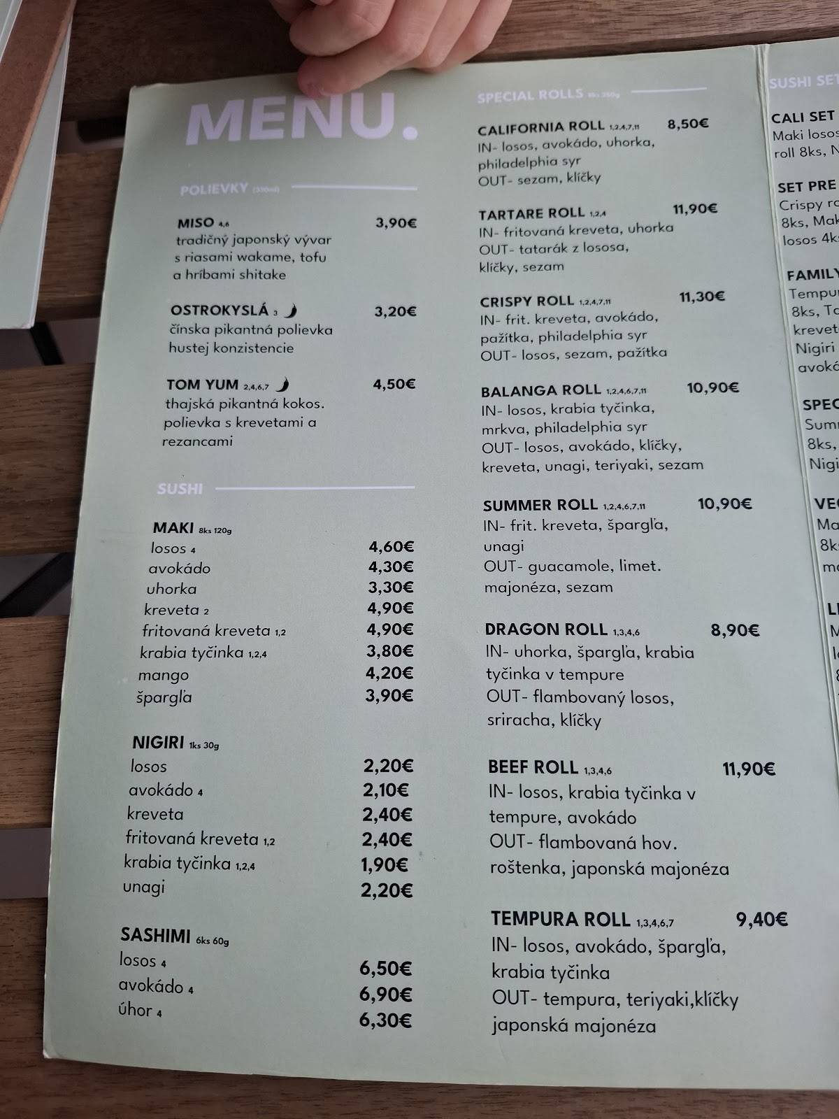 Menu at AVOCADO. restaurant, Púchov