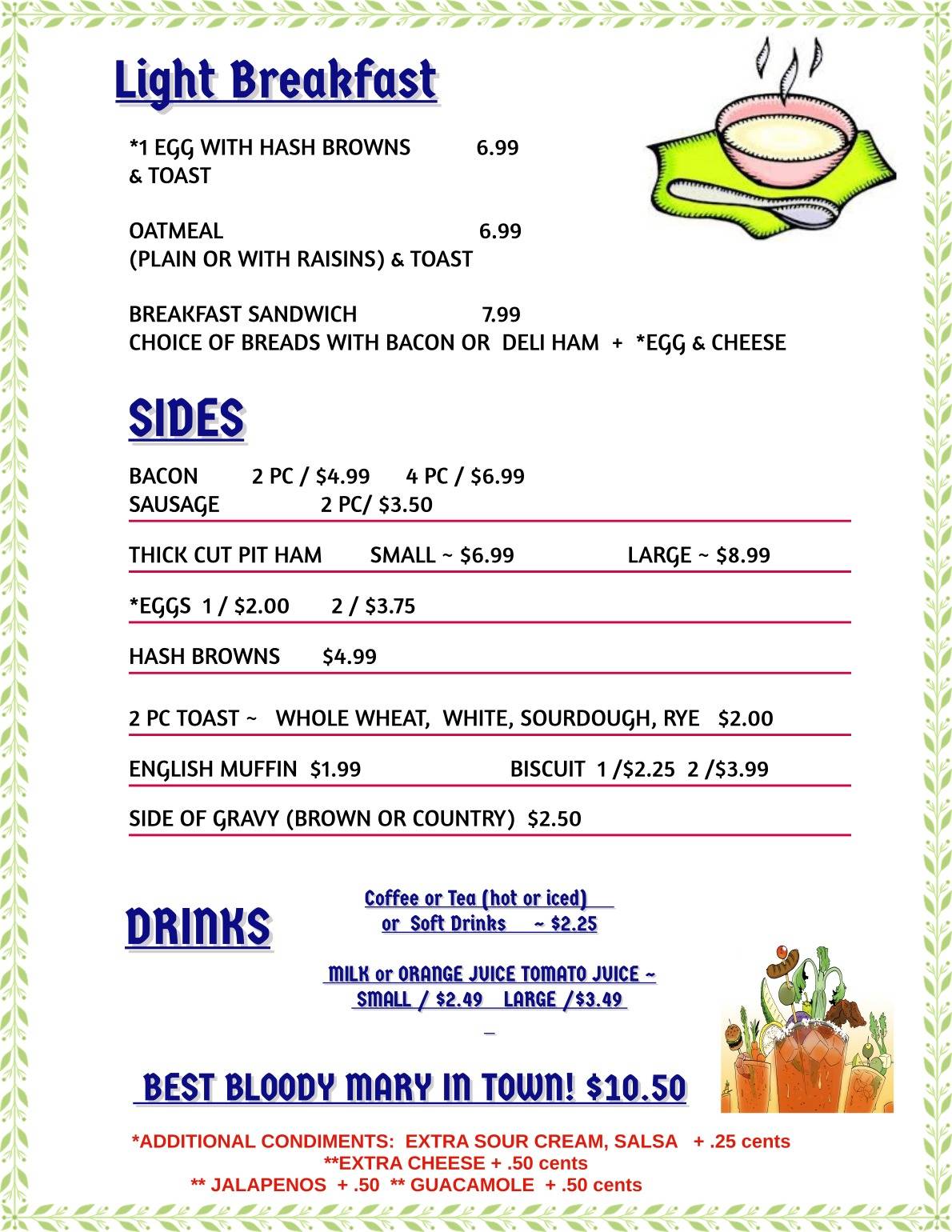 Menu at Acorn Saloon & Feeding Station pub & bar, Colville