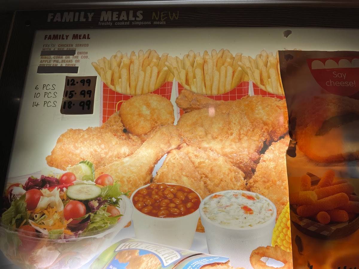 Menu at Simpsons Chicken restaurant, Chertsey