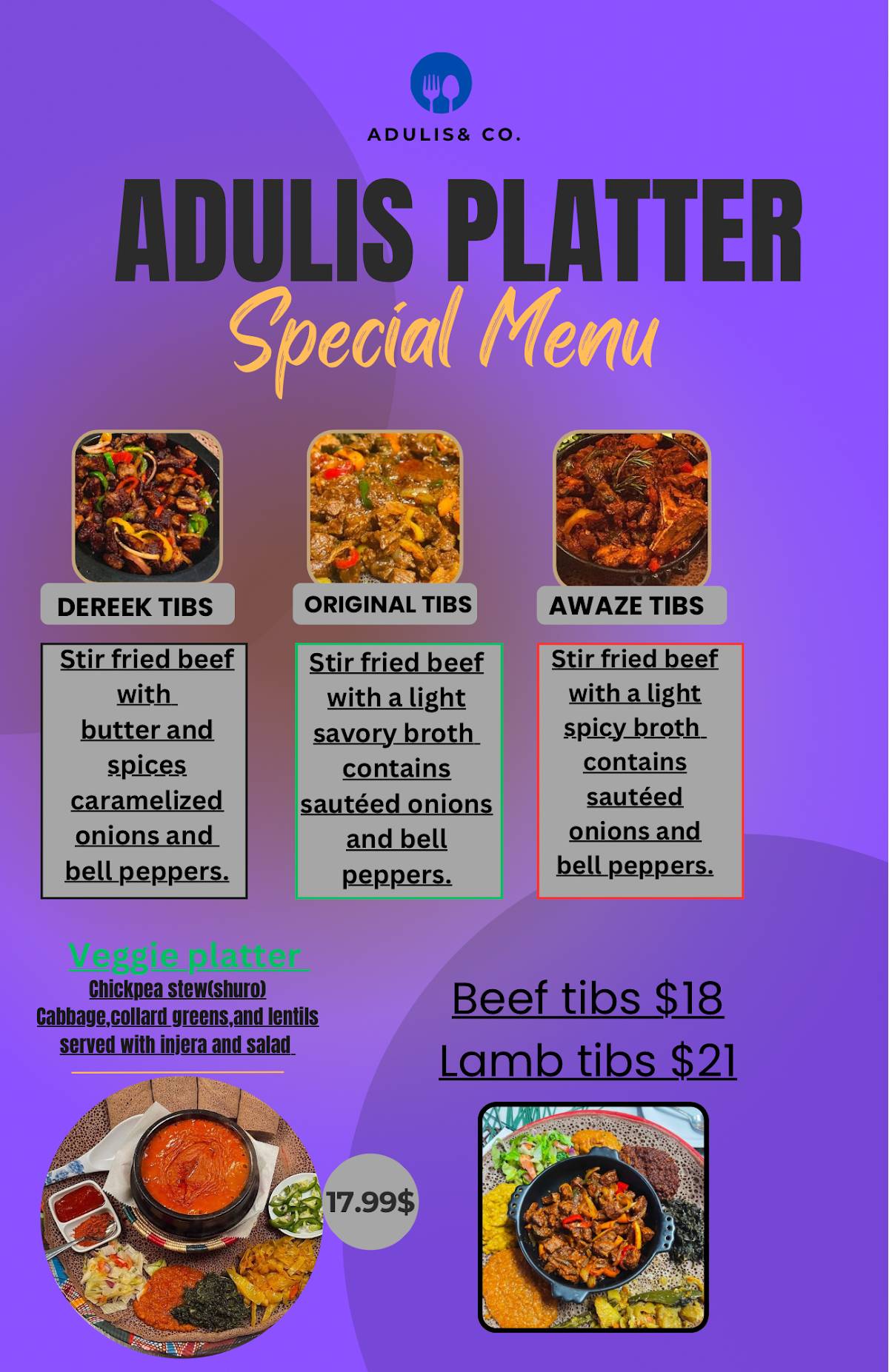 Menu at Adulis pub & bar, Houston