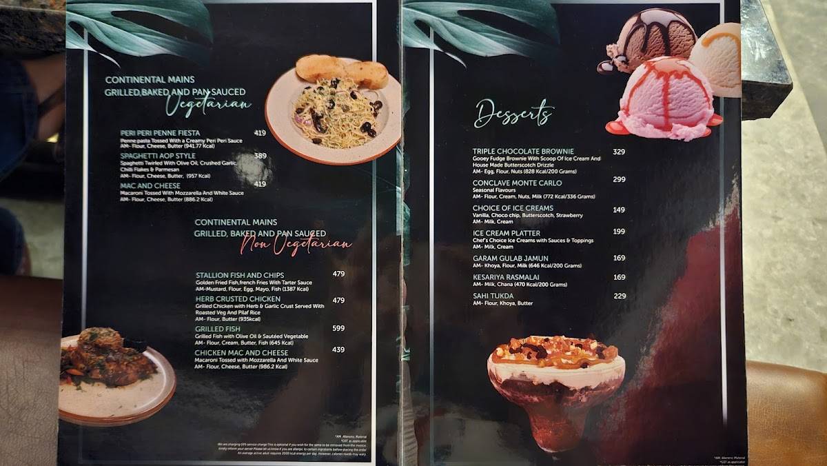 Menu at Afraa, Patna
