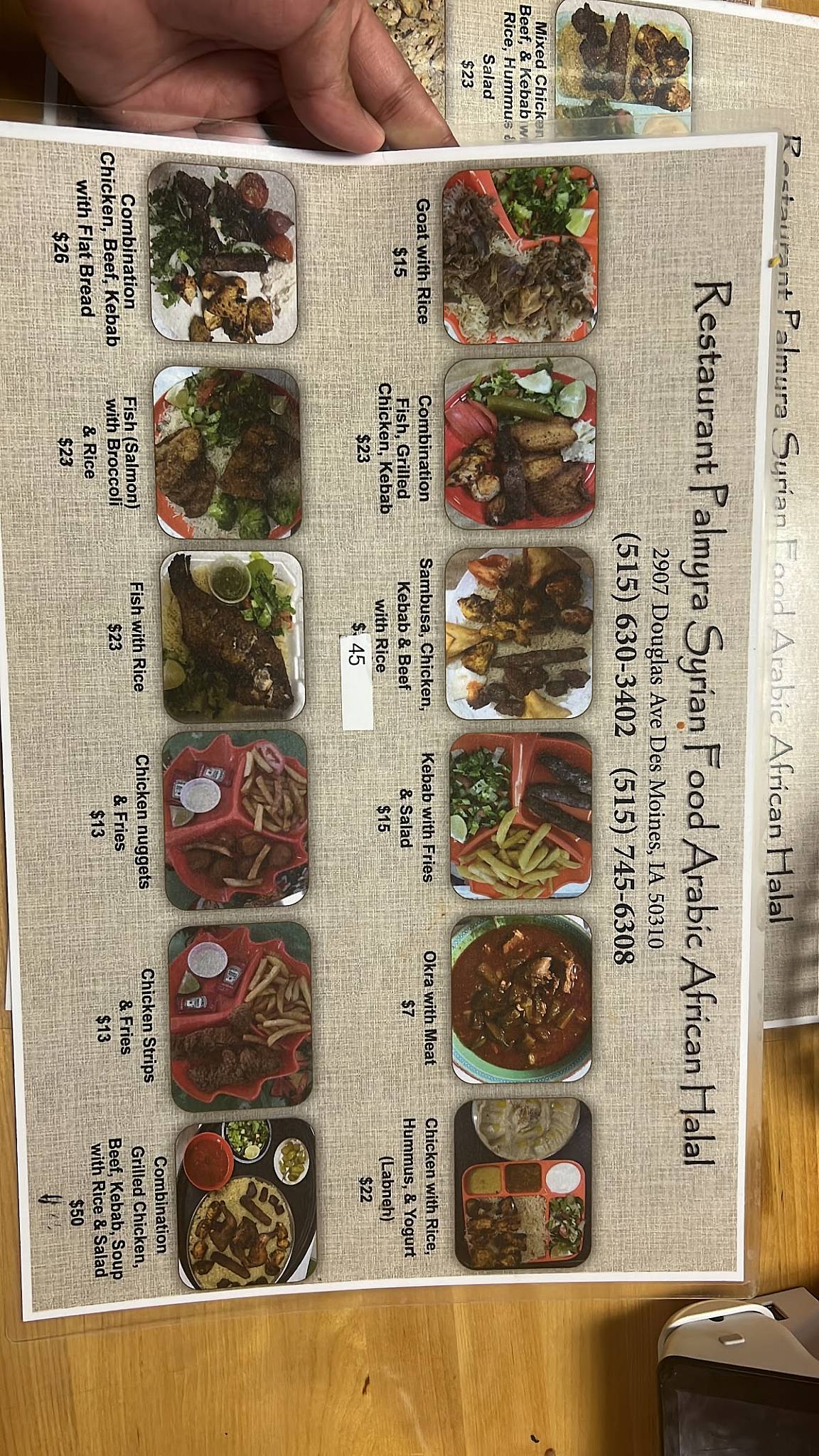 Menu at Africana Halal Restaurant, Des Moines