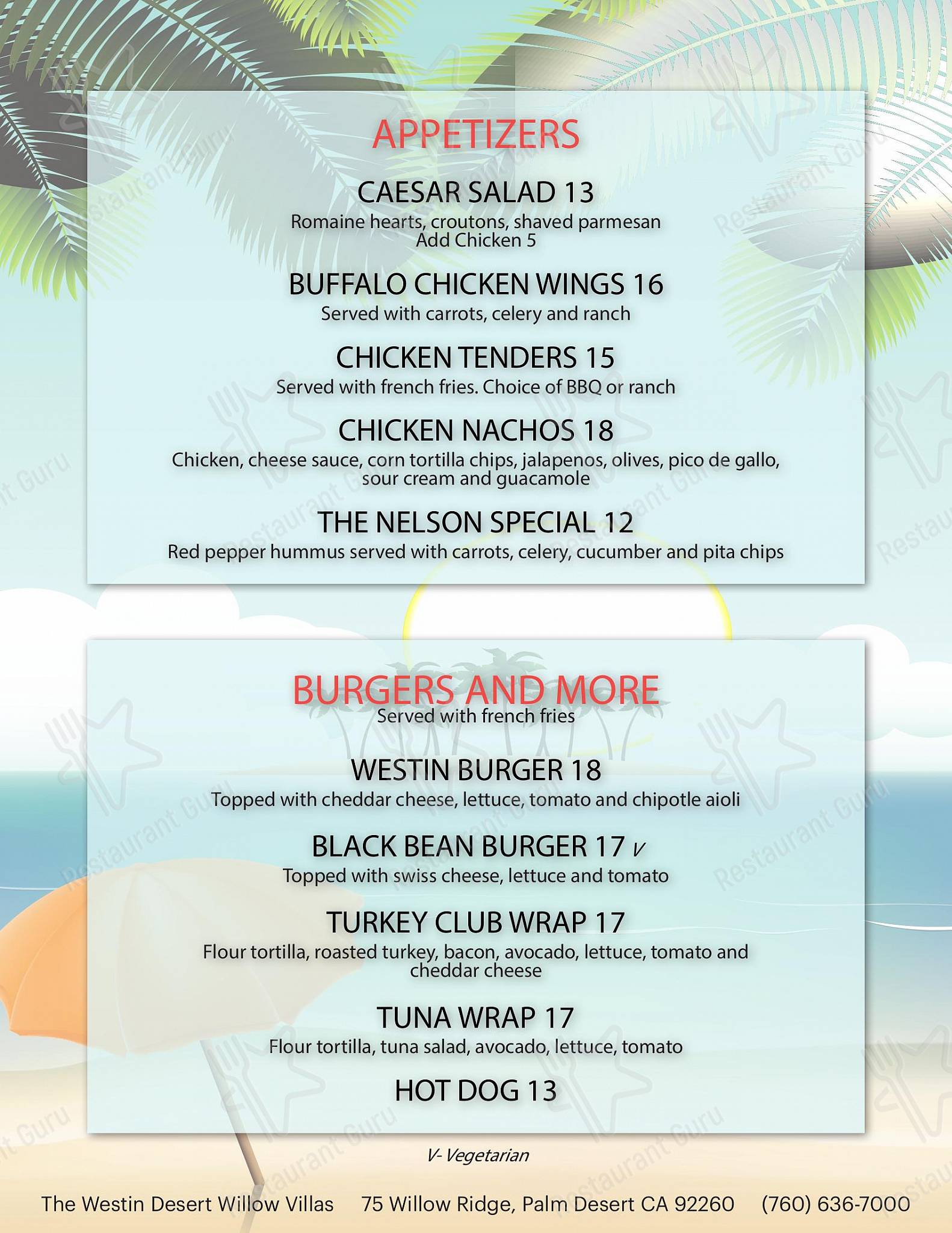 Menu at Agave Grill & Bar, Palm Desert