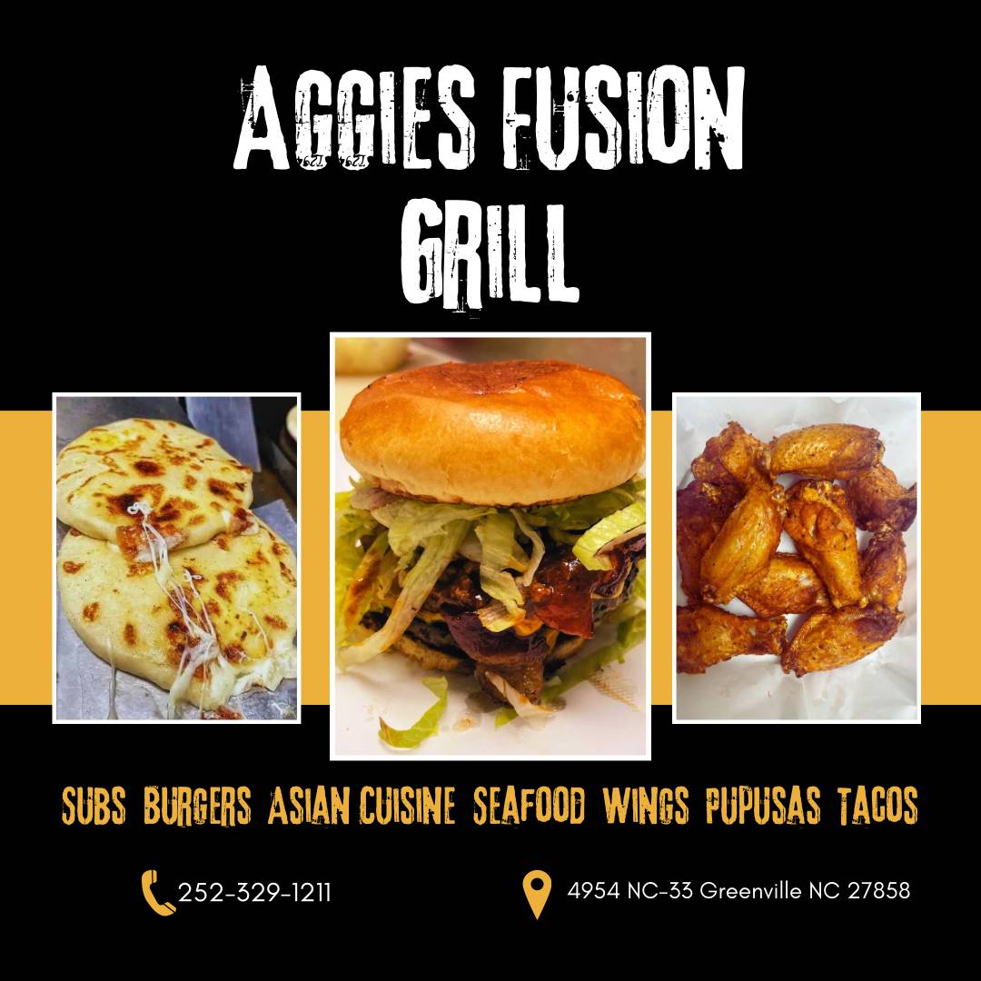 Menu at Aggies Fusion grill restaurant, Greenville