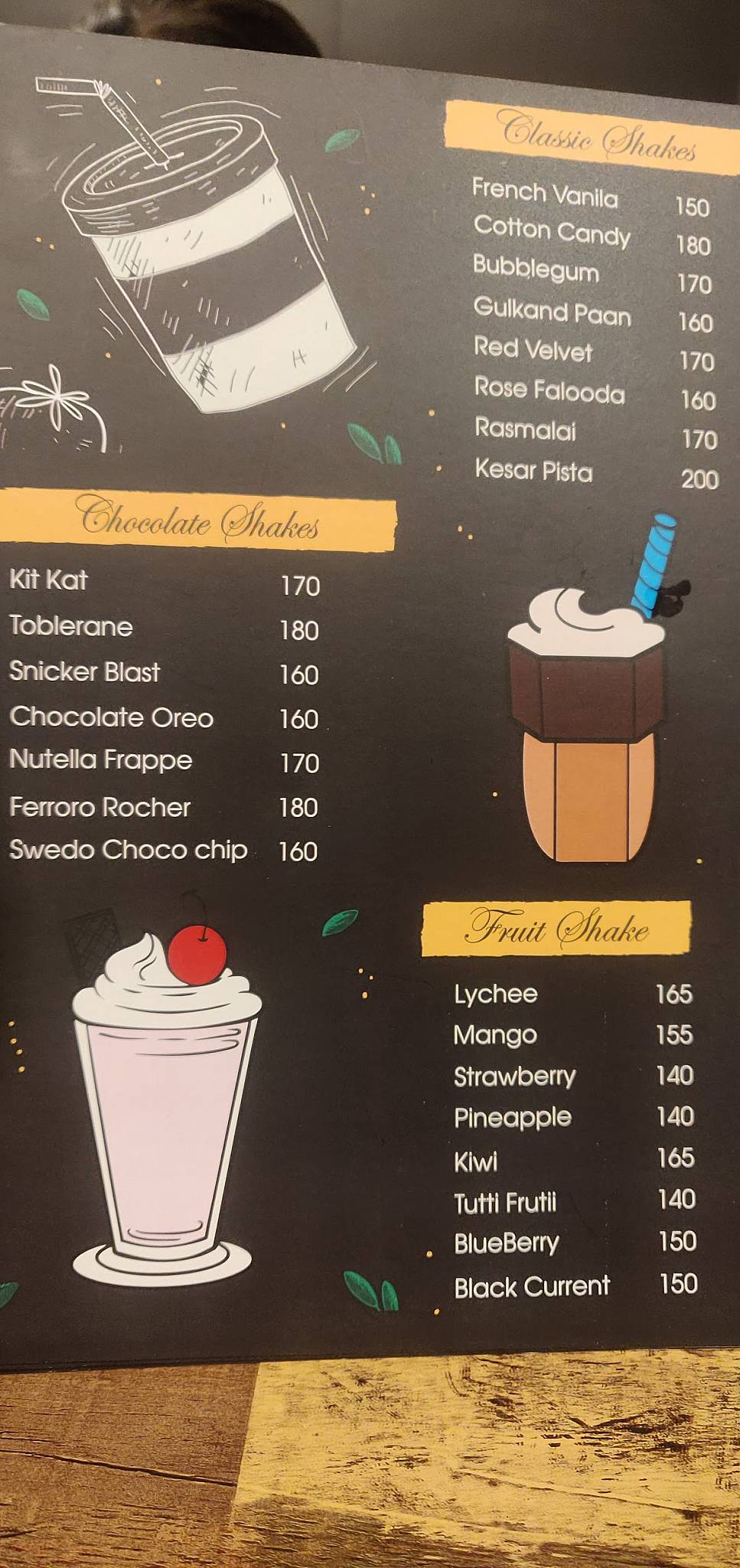 Menu at Retro Thrill Cafe, Agra