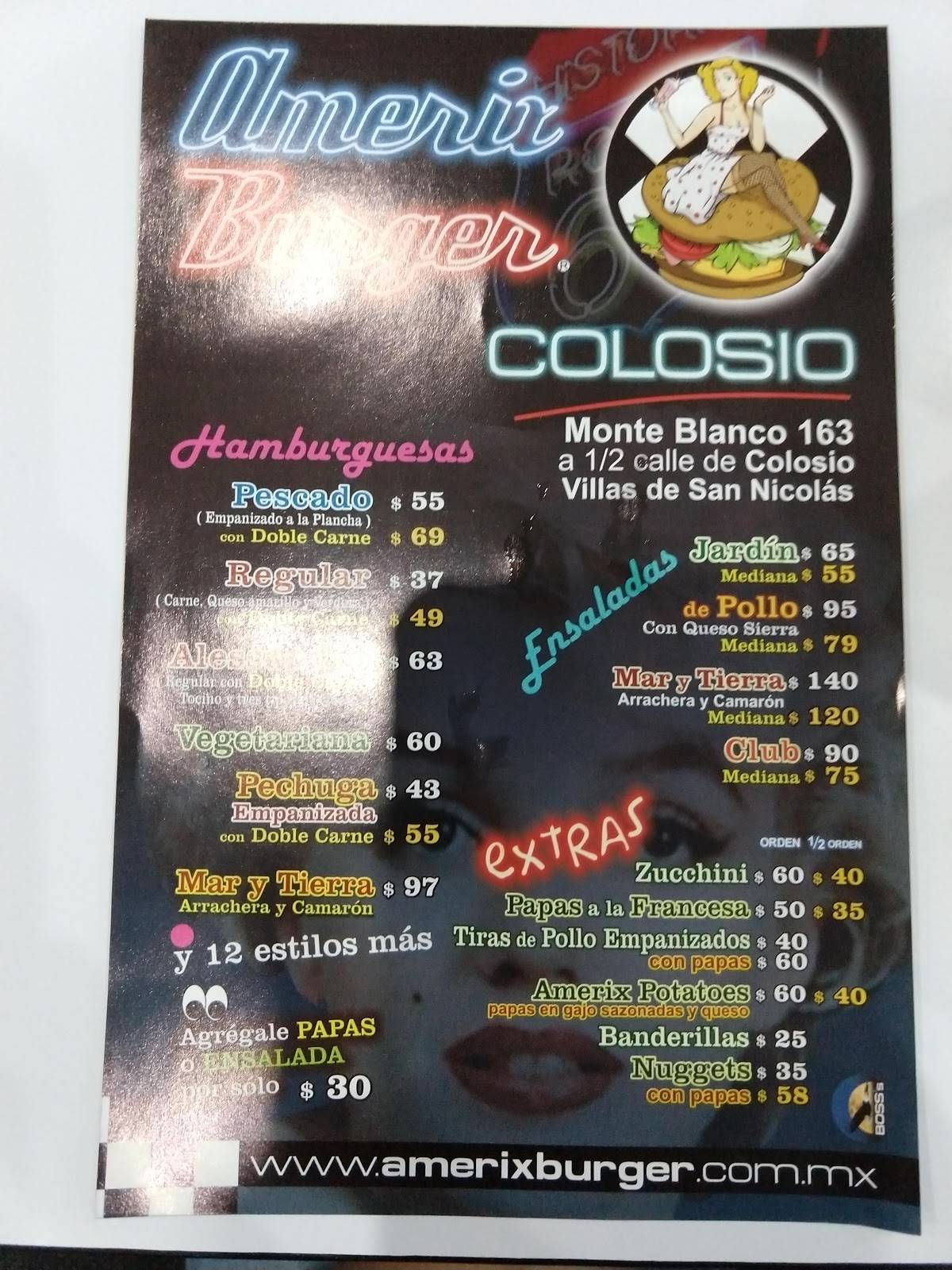 Carta del restaurante Amerix Burger Municipio Libre, Aguascalientes, Av ...