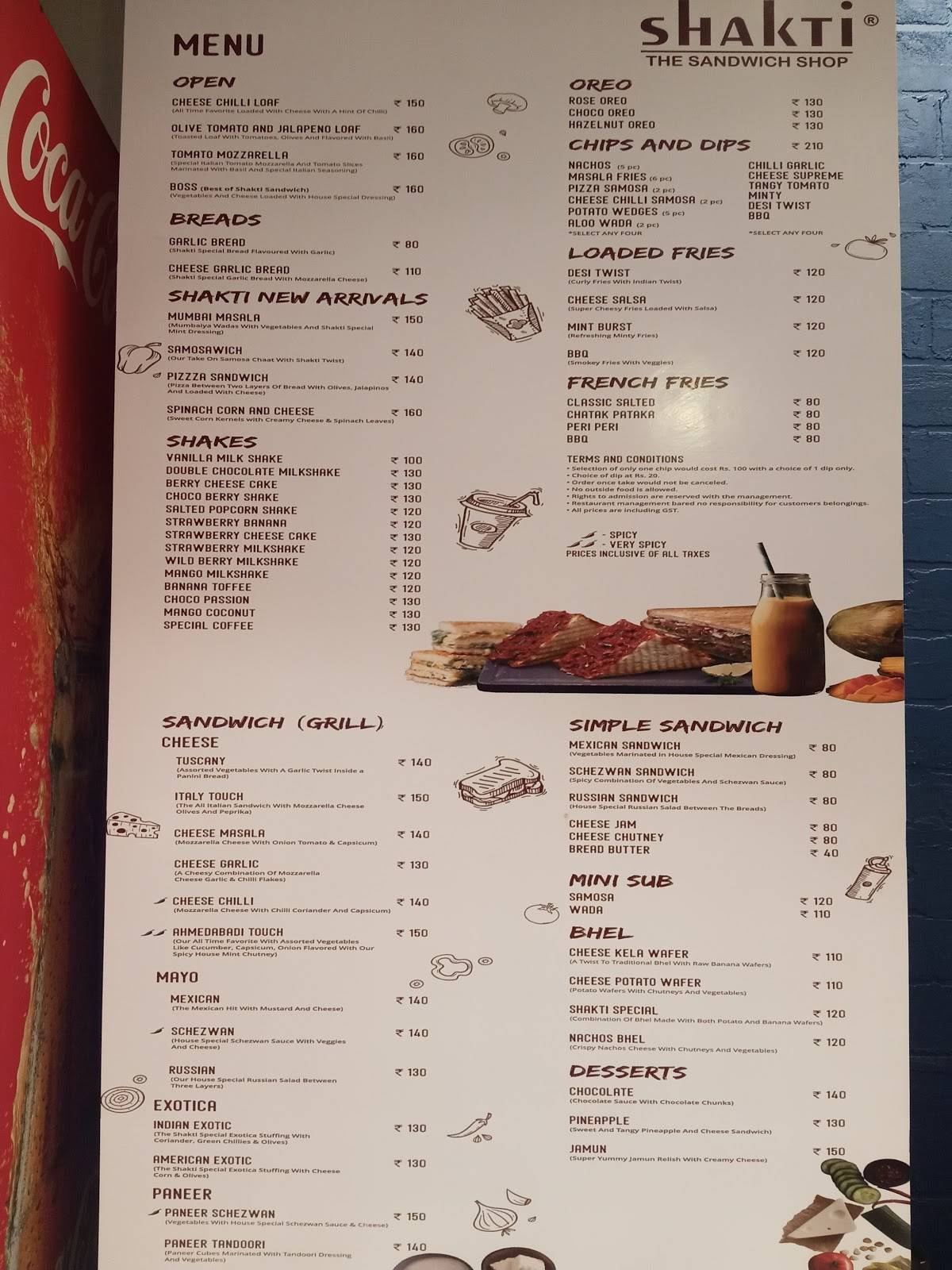 Menu at Shakti Sandwich Vishala, Ahmedabad