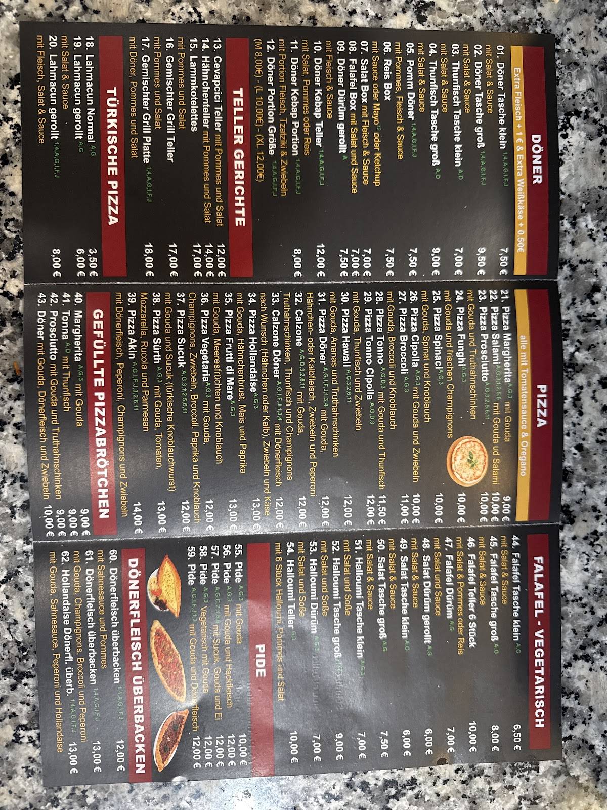 Speisekarte von Akin Döner Sürth pub & Bar, Köln