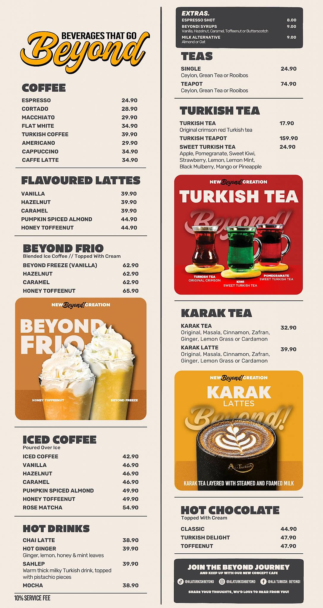 Menu at Ala Turkish Restaurant, Cape Town