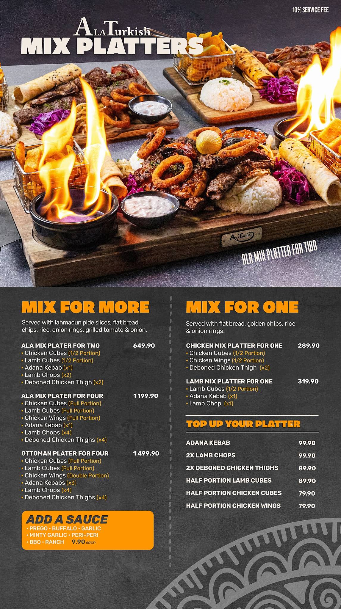 Menu at Ala Turkish Restaurant, Cape Town