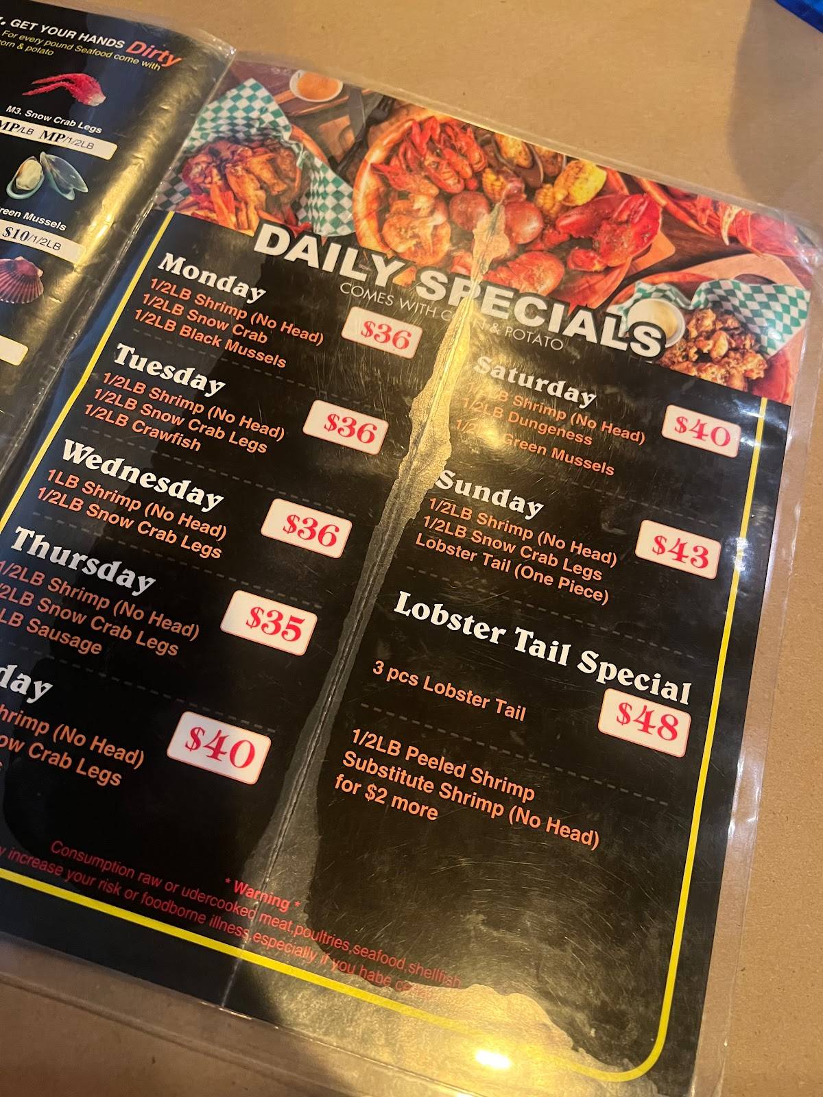 Menu at Alaska Crab pub & bar, Moreno Valley