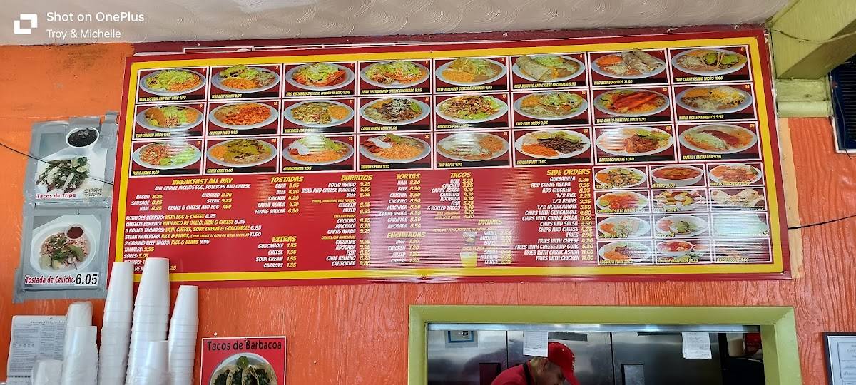 Menu at Alberto's Tacos restaurant, Pueblo