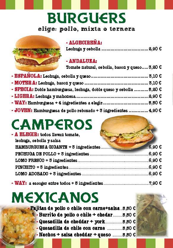 Carta del restaurante Pizza Way, Algeciras, Edificio Don Francisco
