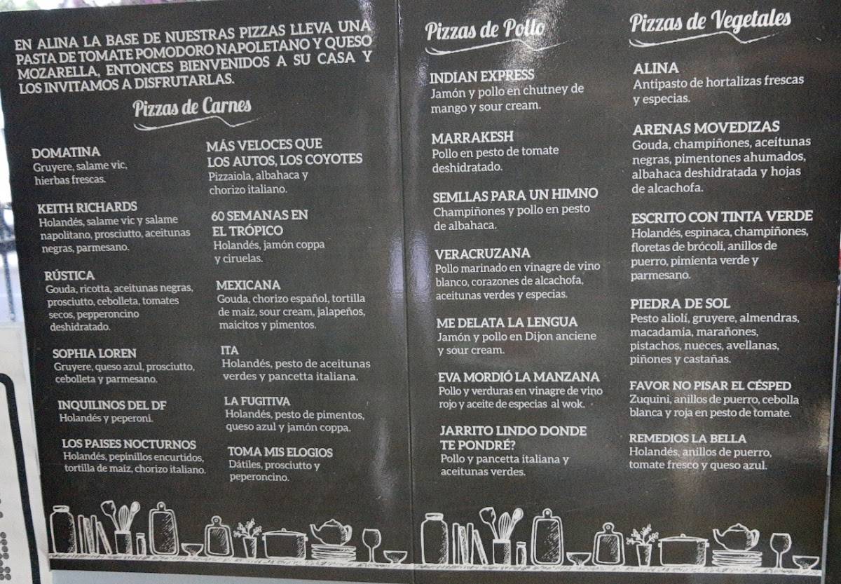 Carta del restaurante Alina Pizza Gourmet, Pasto