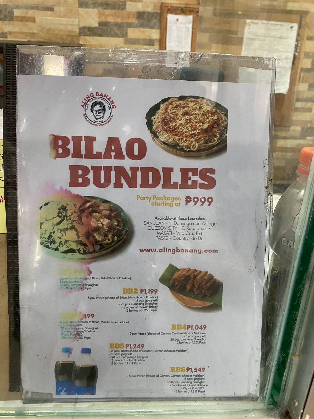Menu at Aling Banang's E. Rodriguez restaurant, Quezon City, 284 Doña ...