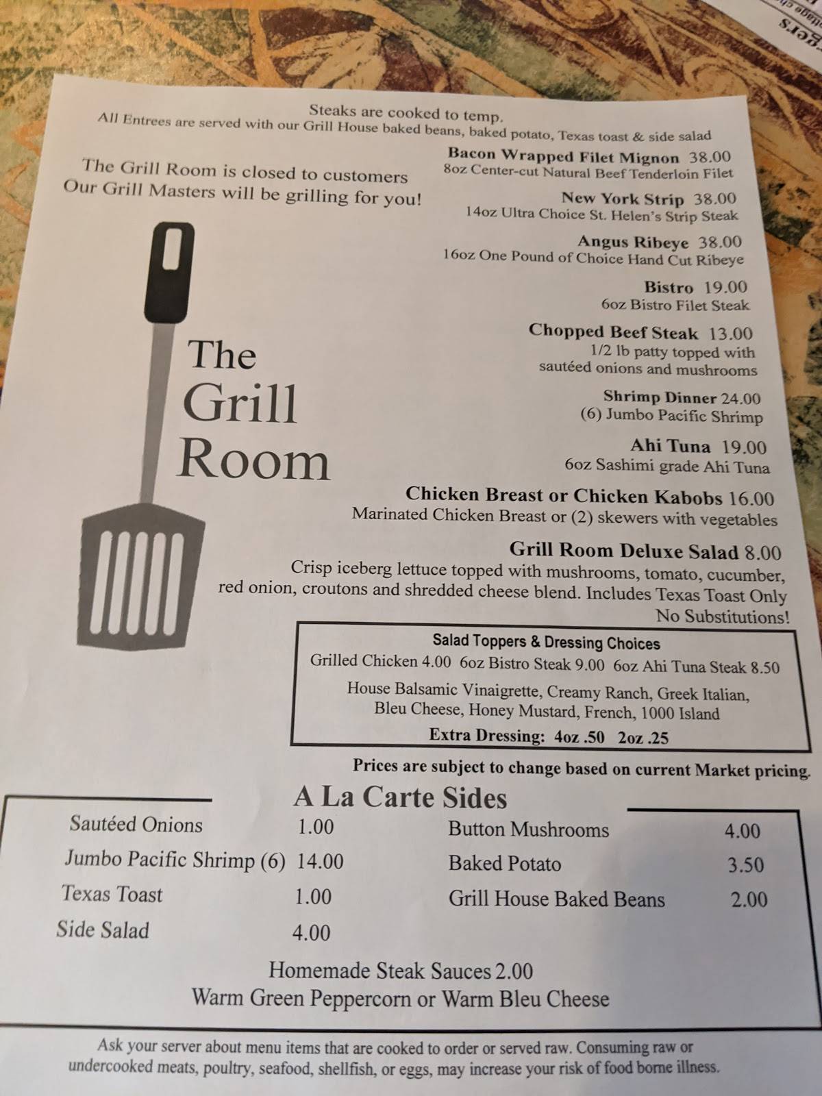 Menu at The Grill House steakhouse, Allegan, 32nd St
