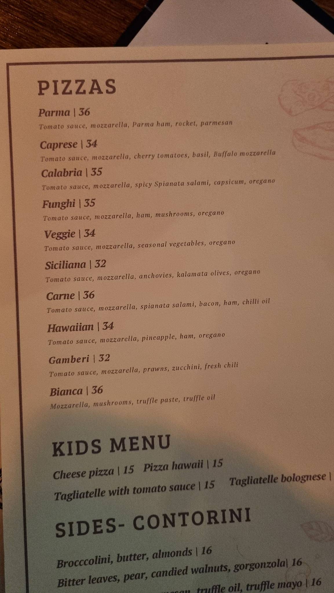 Menu at Alma Eatery restaurant, Omokoroa