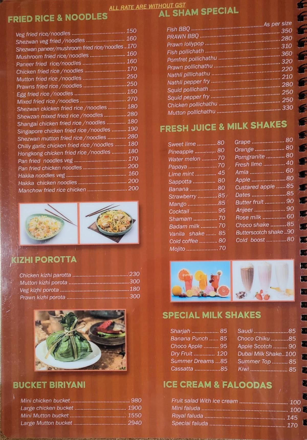 Menu at Alsham BBQ Restaurant, Maraimalai Nagar