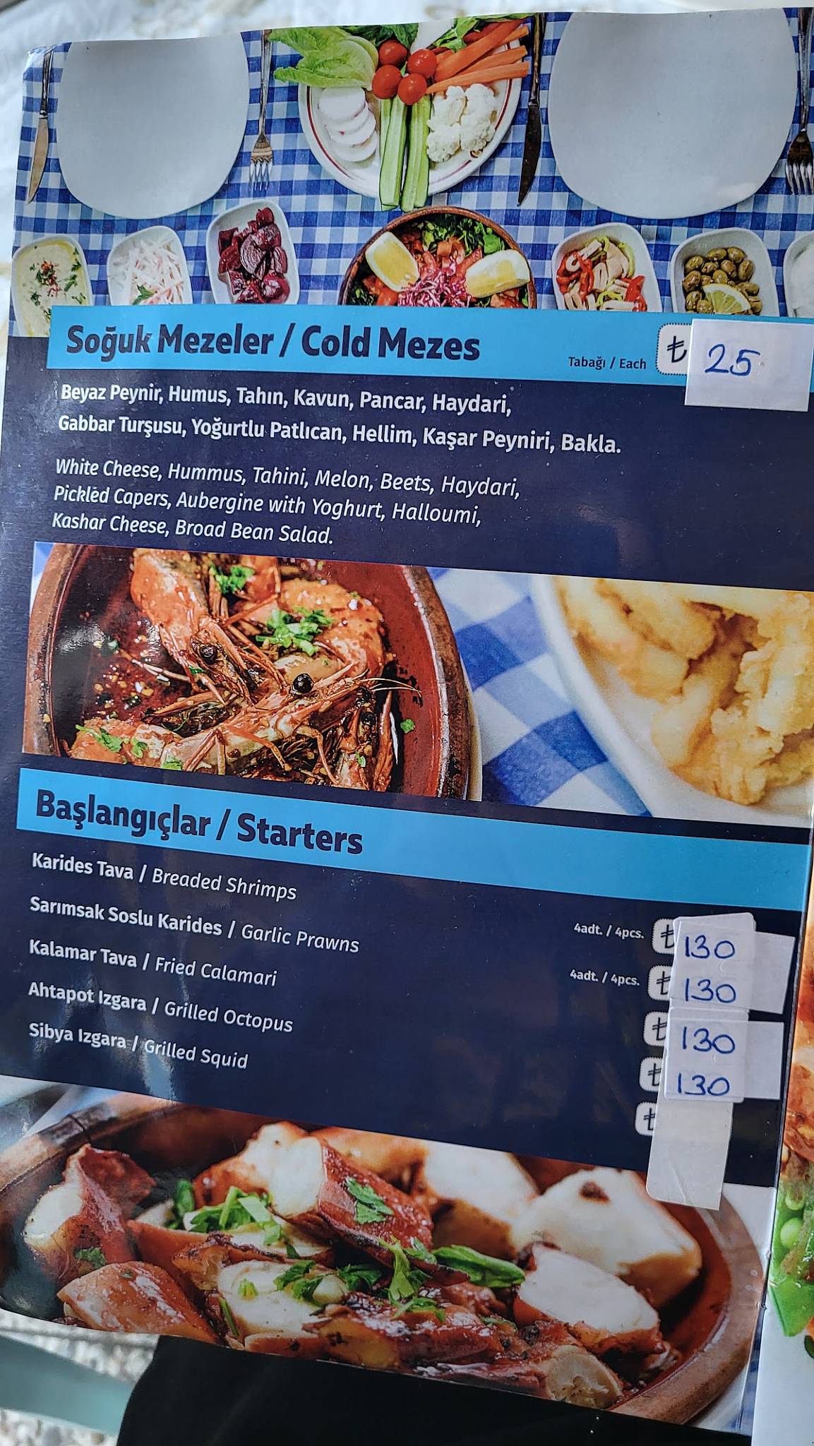 Menu at Altın Koy Restaurant., Cyprus