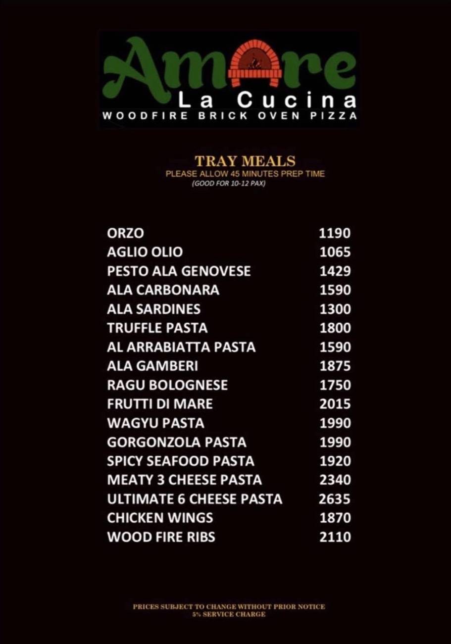 Menu at Amare La Cucina Nuvali restaurant, Santa Rosa, Ground floor bldg. C