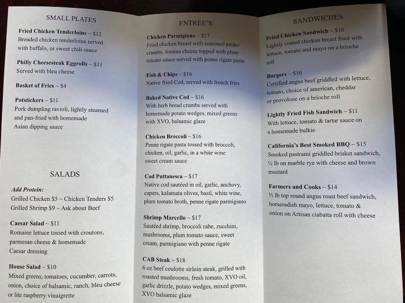 Menu at Americana Cafe, Wareham