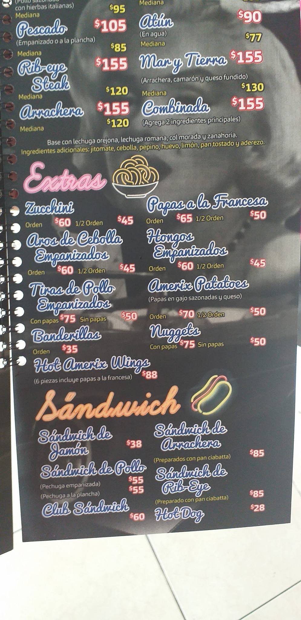Carta del restaurante Amerix Burger Alameda, Aguascalientes