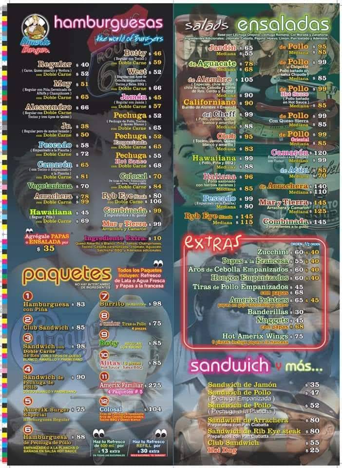 Carta del restaurante Amerix Burger Municipio Libre, Aguascalientes, Av ...