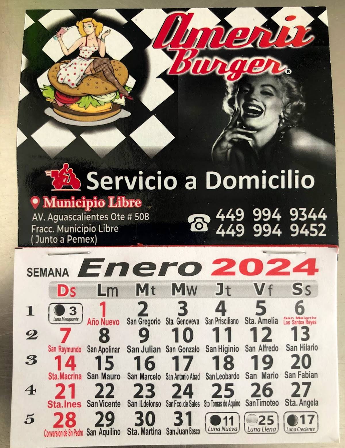 Carta del restaurante Amerix Burger Municipio Libre, Aguascalientes, Av ...