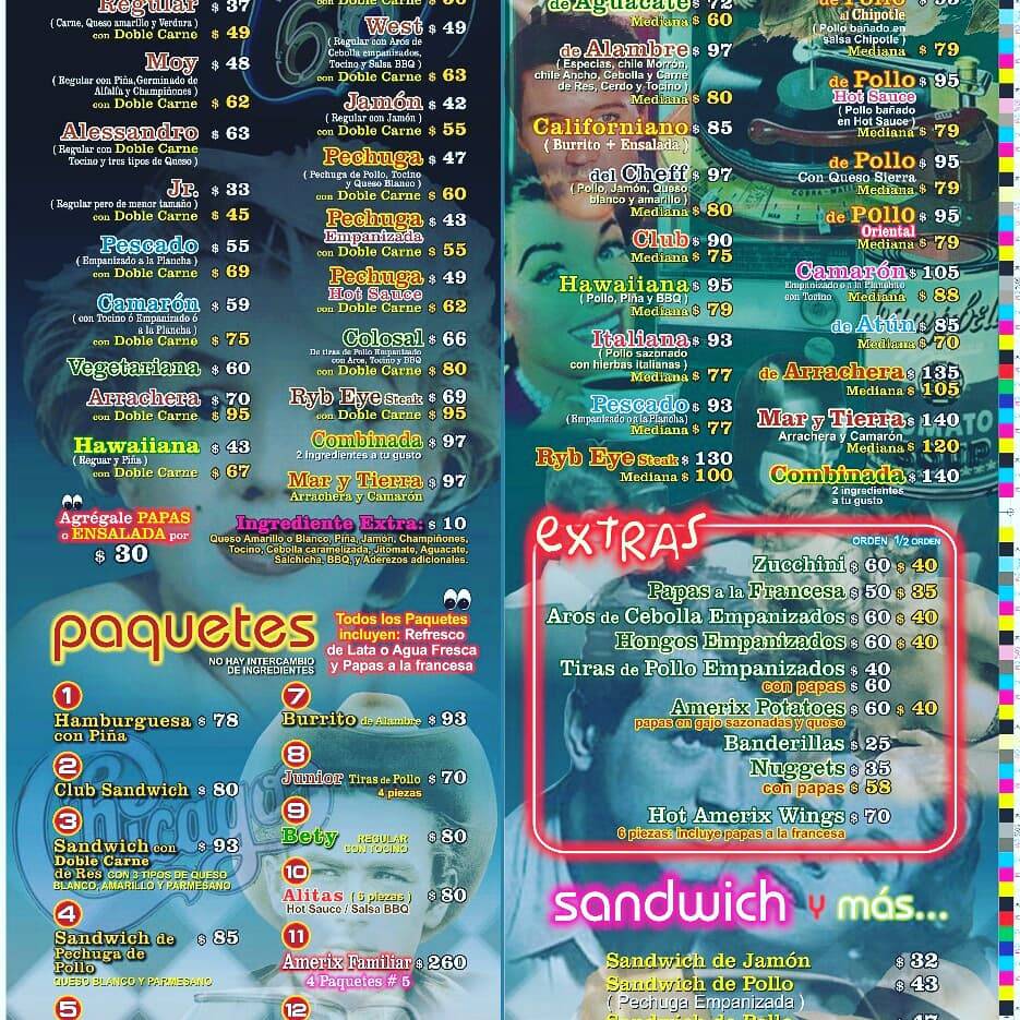 Carta del restaurante Amerix Burger Municipio Libre, Aguascalientes, Av ...