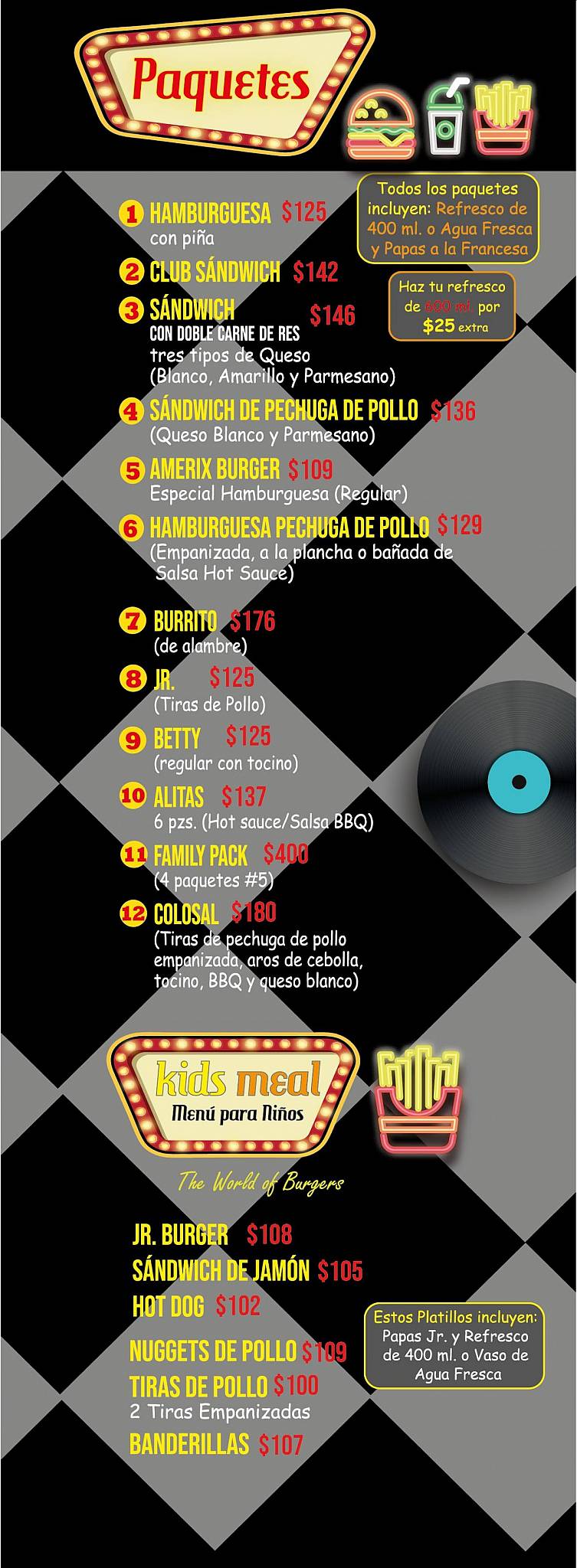 Carta del restaurante Amerix Burger Plaza Vestir., Aguascalientes, Blvd ...