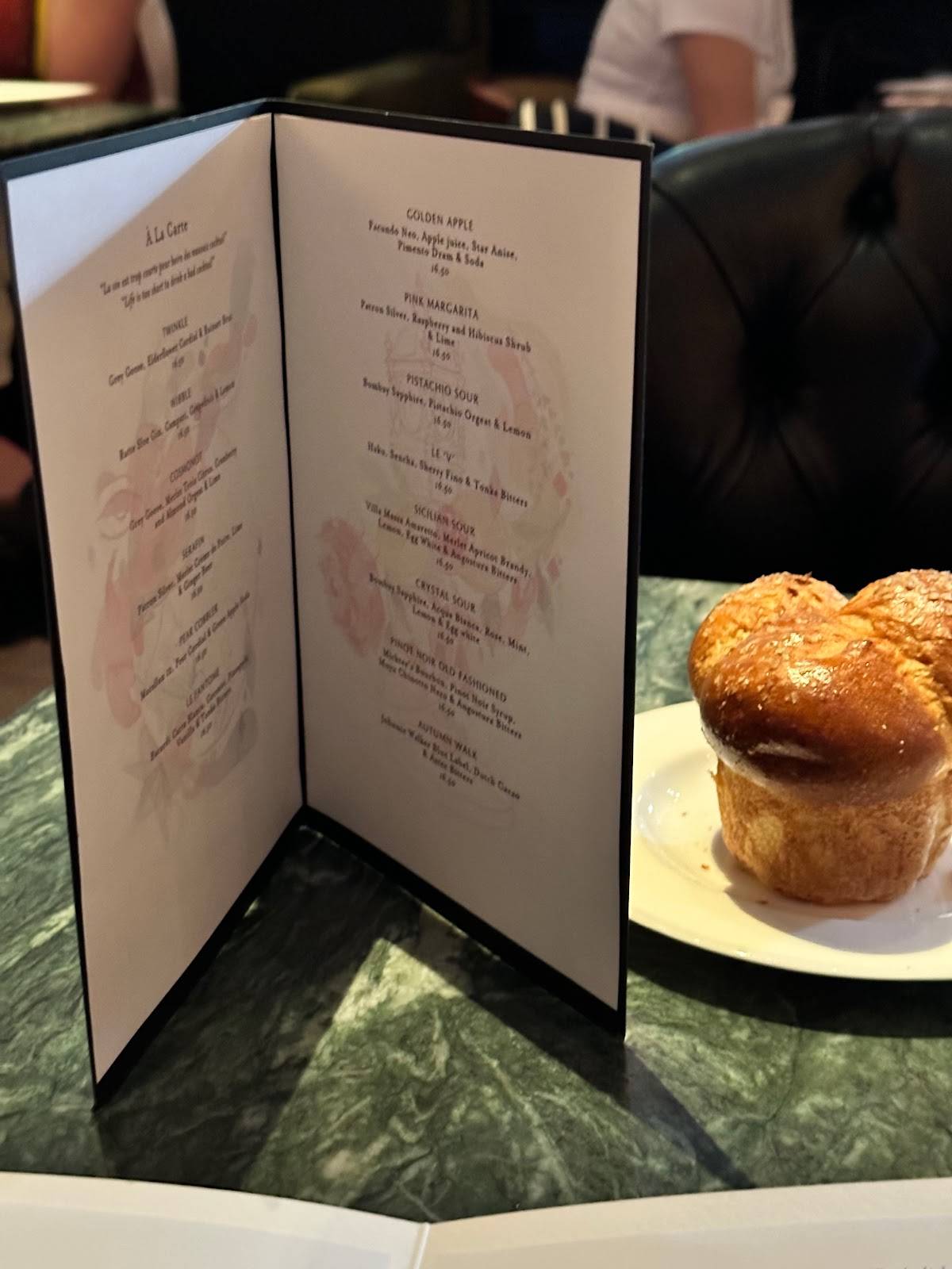 Menu at THE DUCHESS, Amsterdam