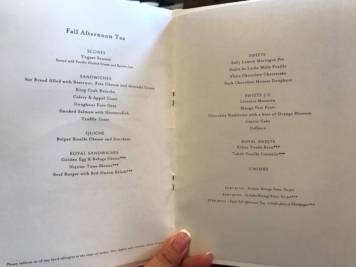 Menu at THE DUCHESS, Amsterdam