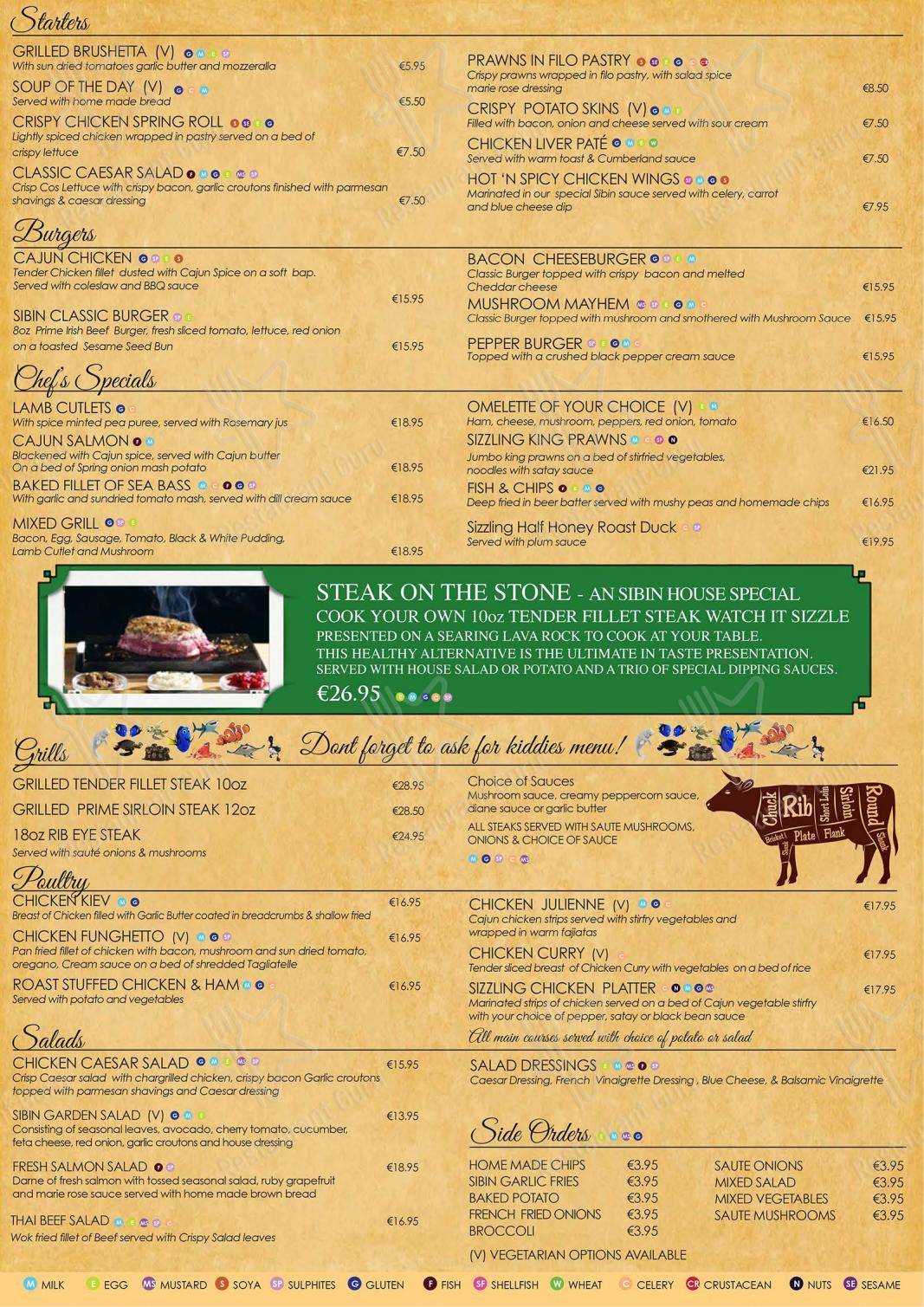 Menu at An Sibin pub & bar, Dunshaughlin, Main St