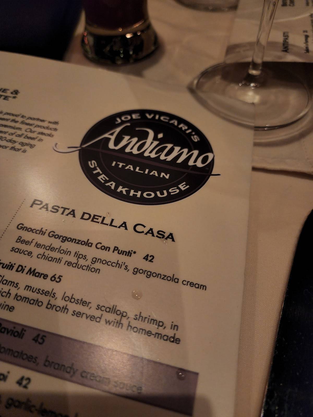 Menu at Andiamo Steakhouse, Las Vegas