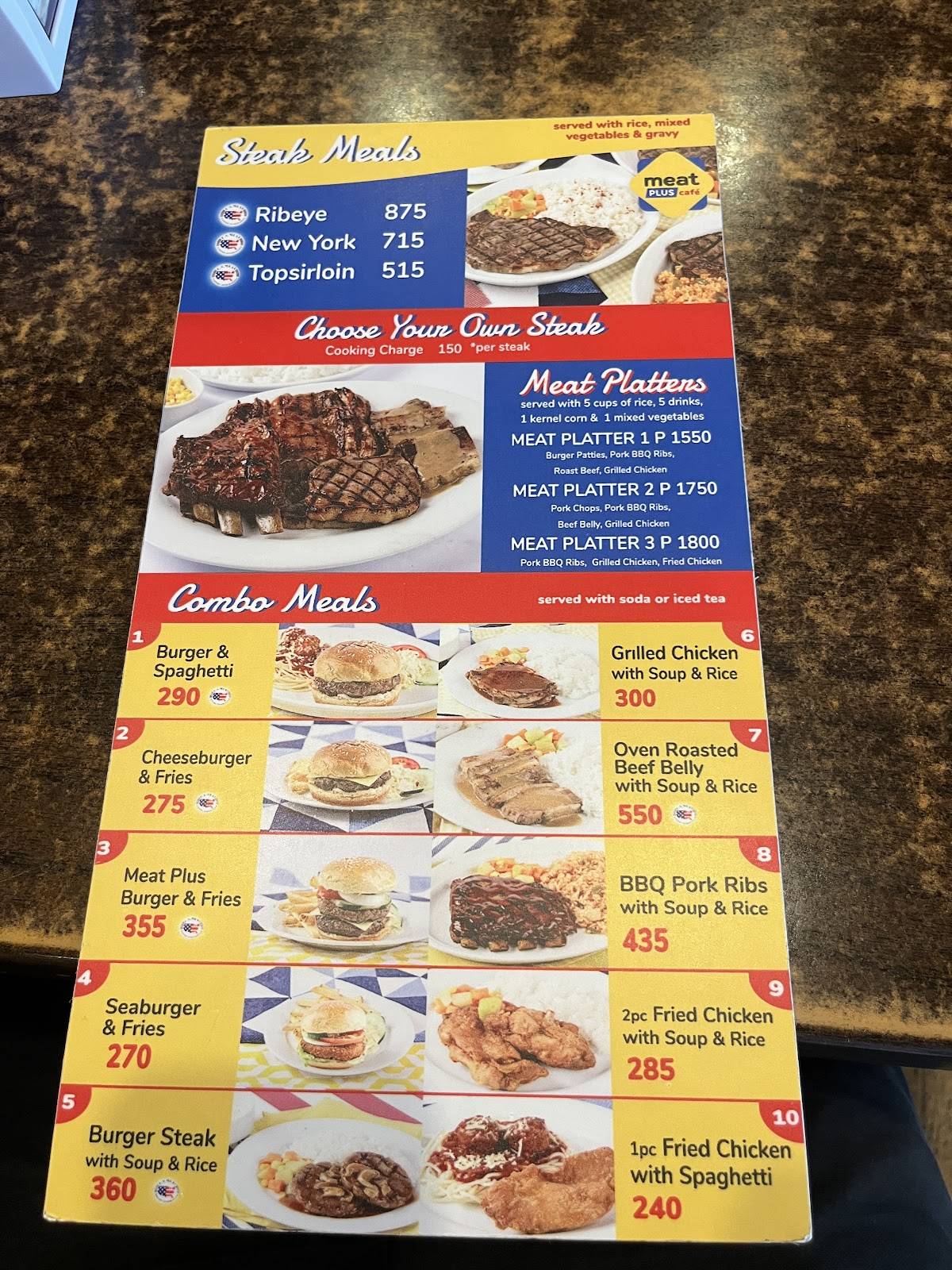 Menu at Meat Plus Cafe, Angeles