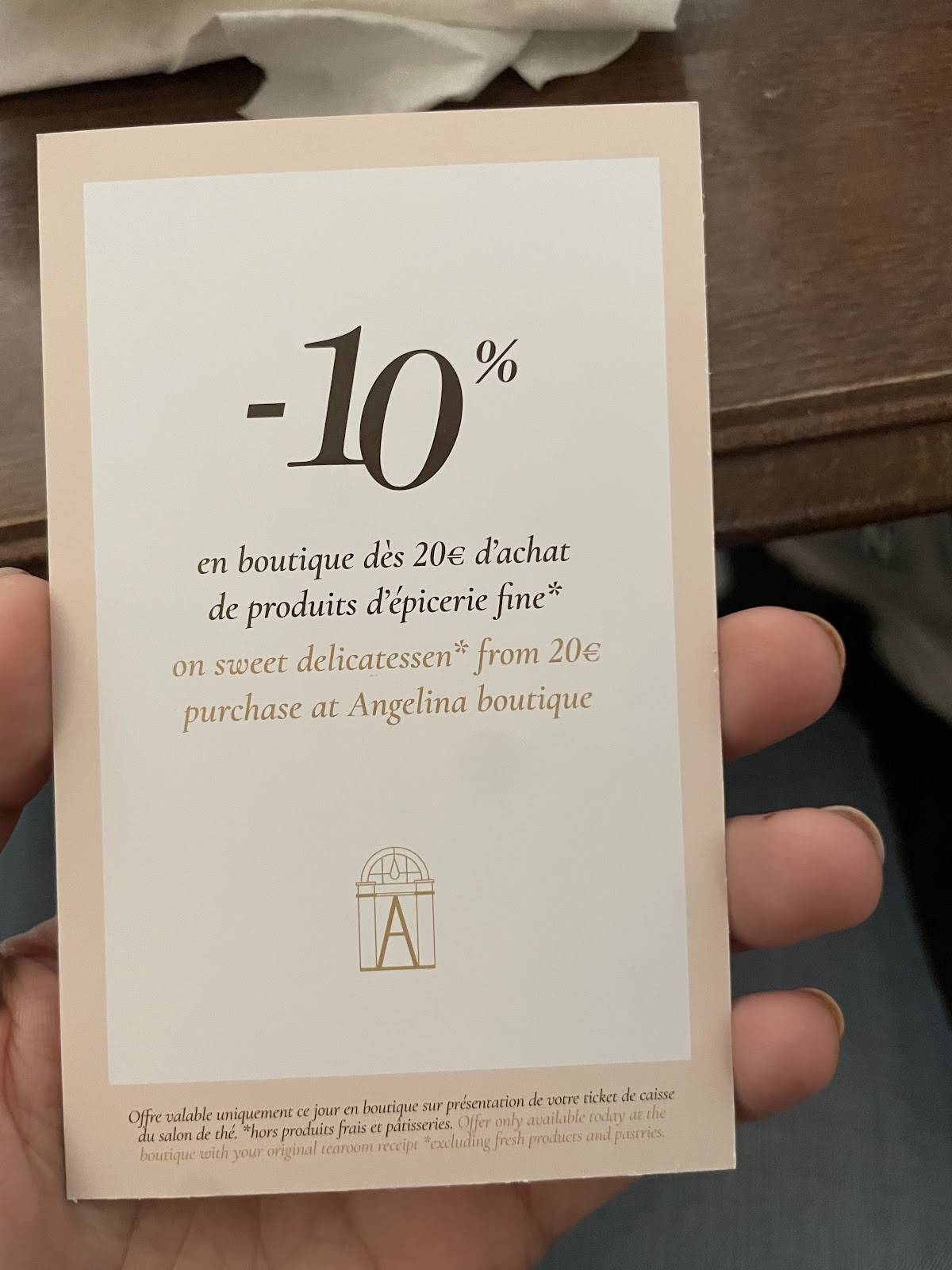 Menu at Angelina Paris restaurant, Versailles, All. des deux Trianons