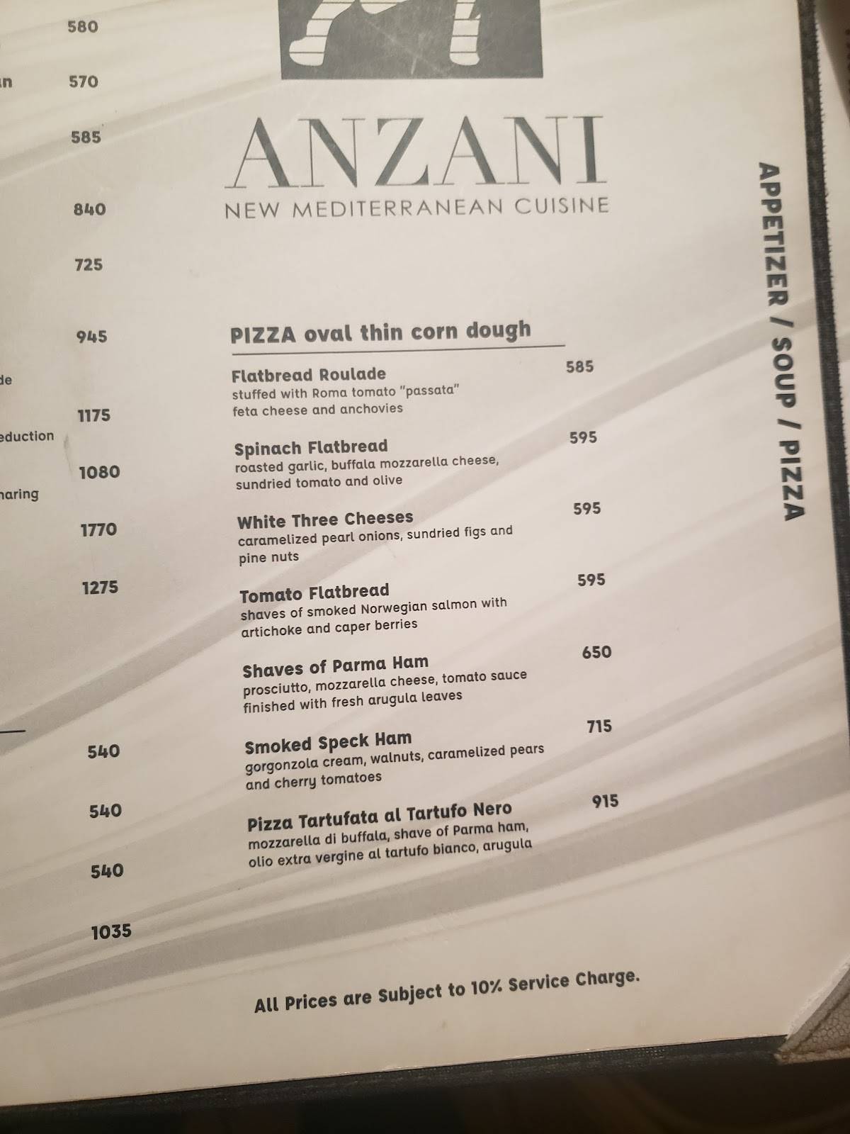 Menu at Anzani New Mediterranean Restaurant, Cebu City, Panorama ...