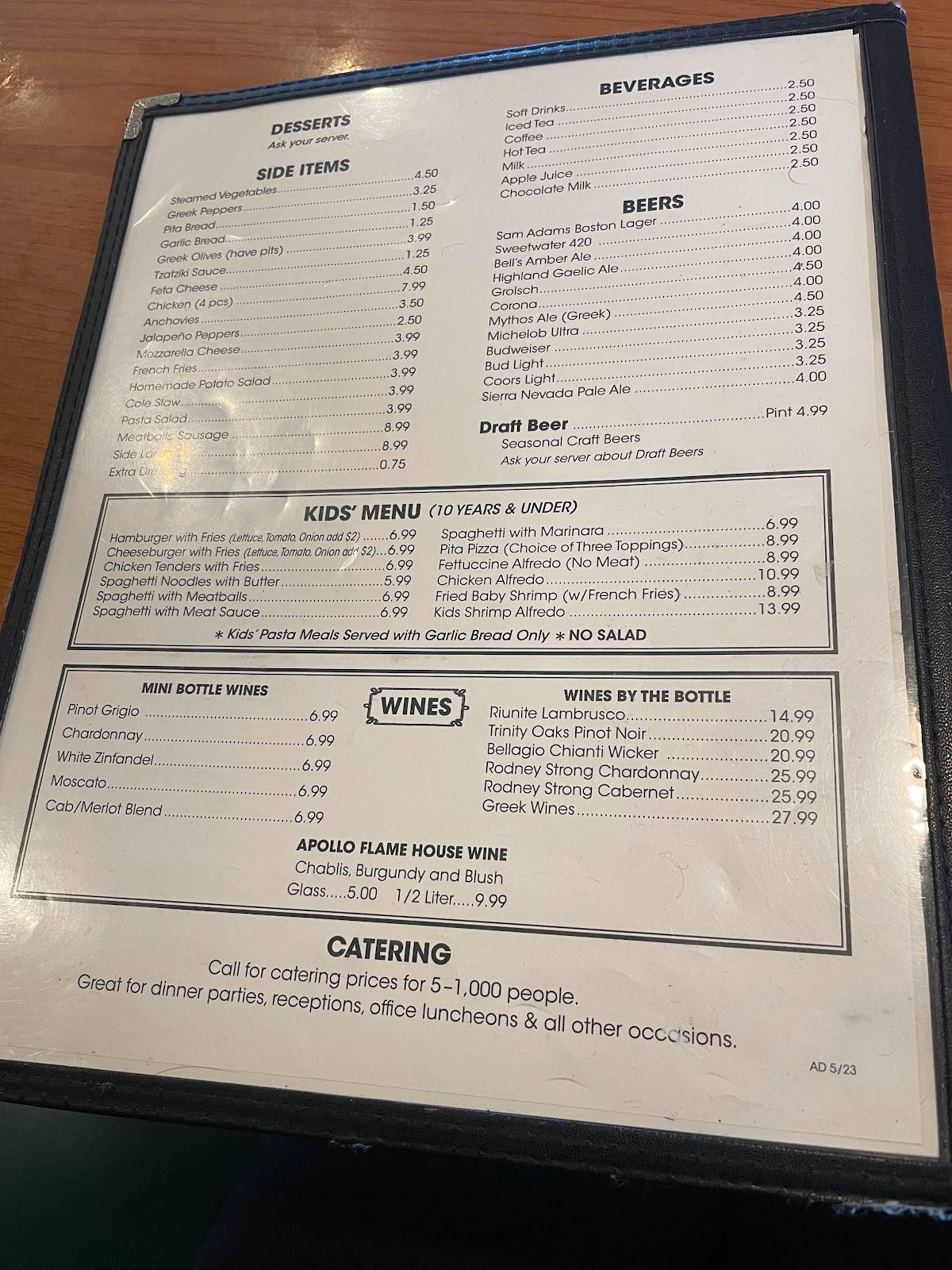 Menu at Apollo Flame Bistro - Brevard Rd restaurant, Asheville, Brevard Rd