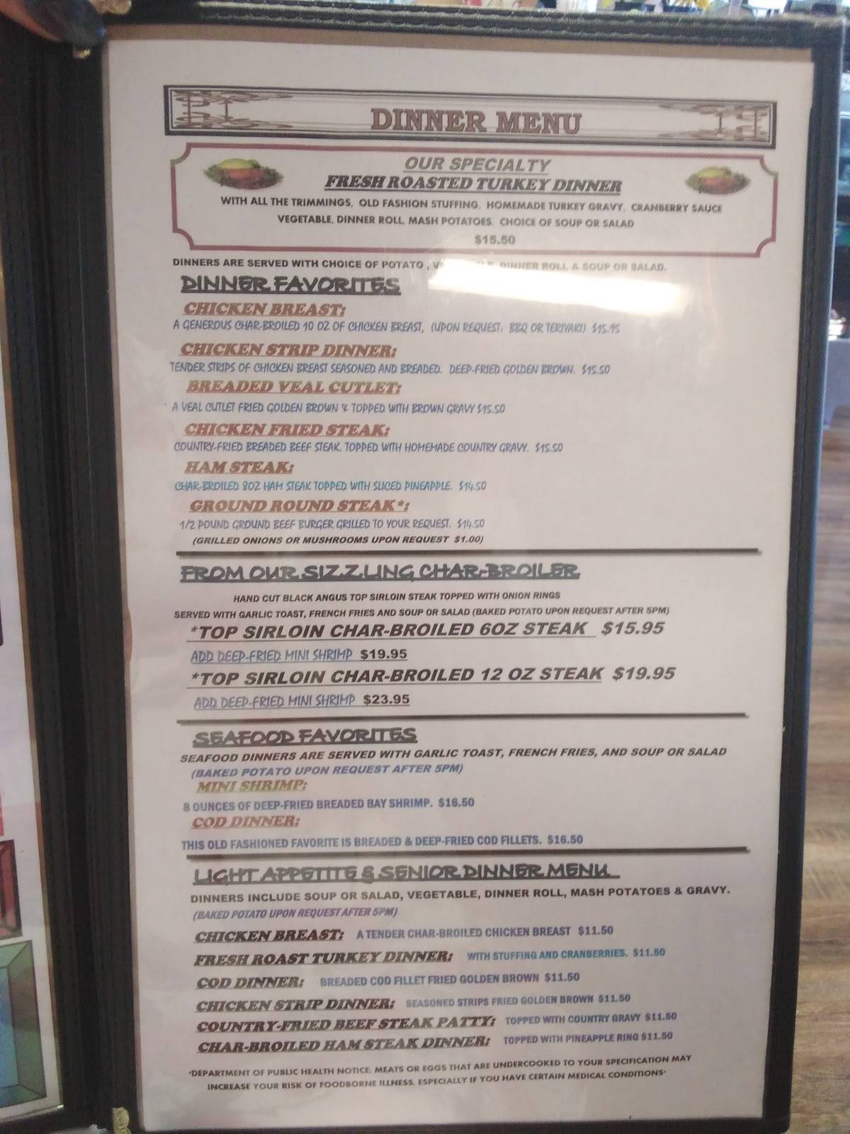 Menu at Appletree restaurant, Lebanon