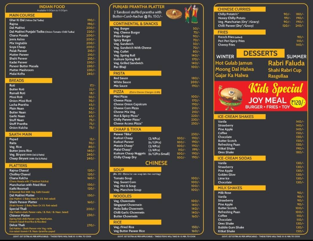 Menu at Apsara Restaurant, Delhi, B-1/113-115